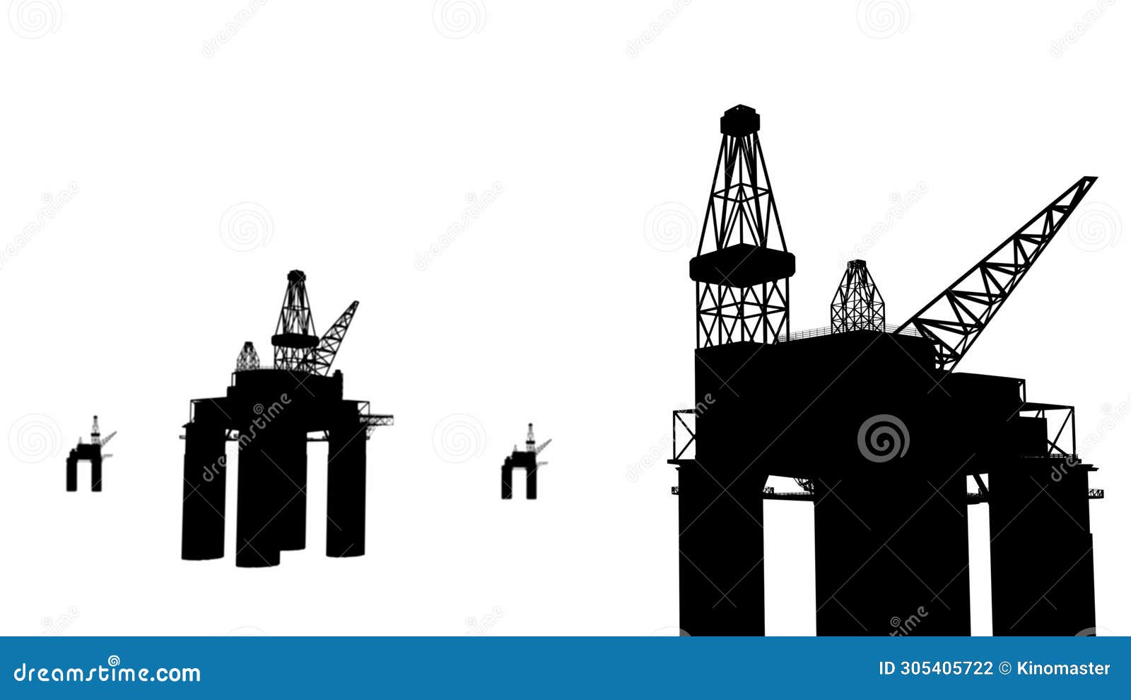 Silhouettes of Offshore Oil Platforms on a White Background Stock Photo ...
