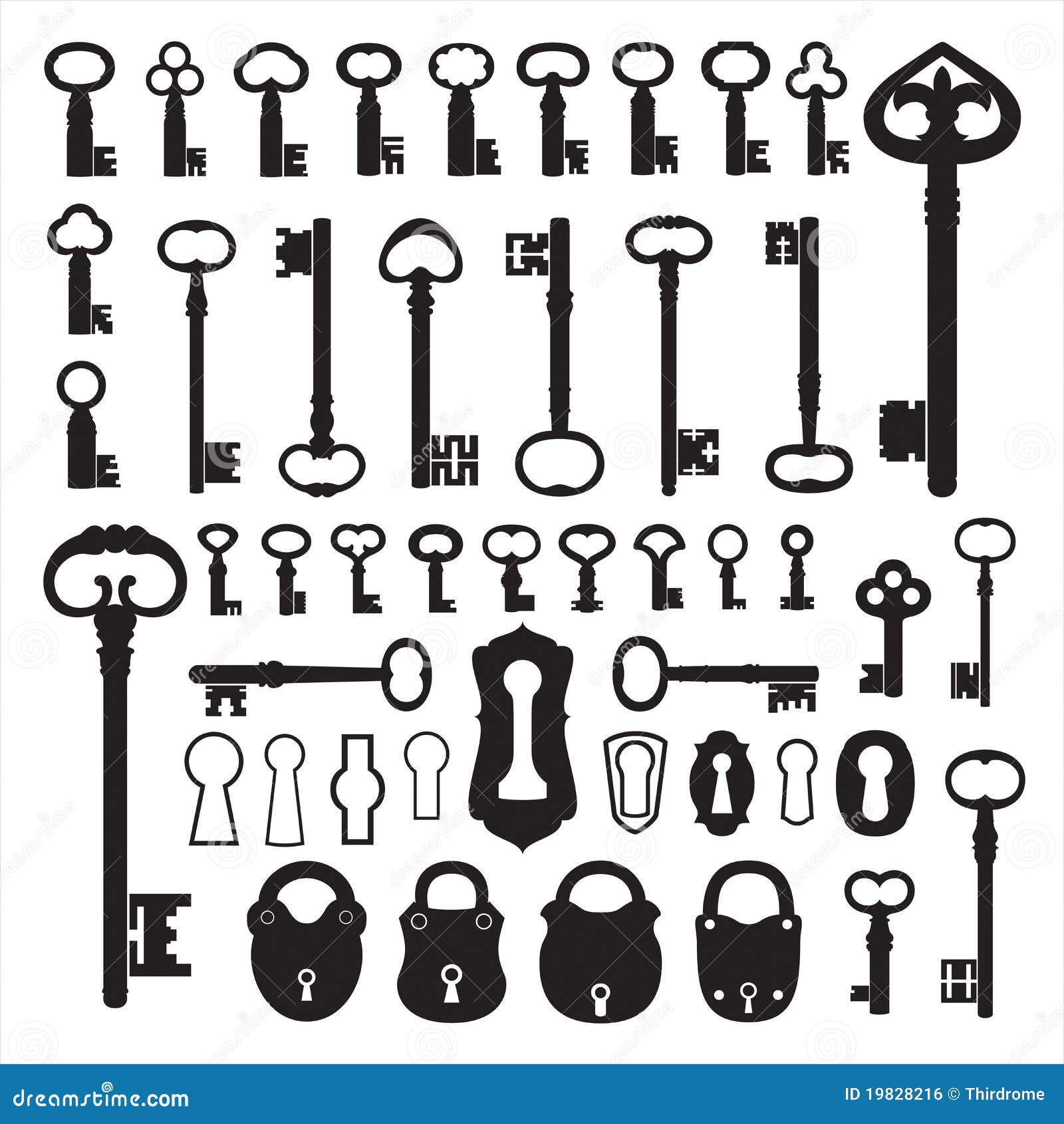 Silhouettes of old keys stock vector. Illustration of lock - 19828216 Silhouettes of old keys stock vector. Illustration of lock - 19828216