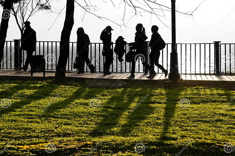 Silhouettes of Passers-by of People. Stock Image - Image of sidewalk ...