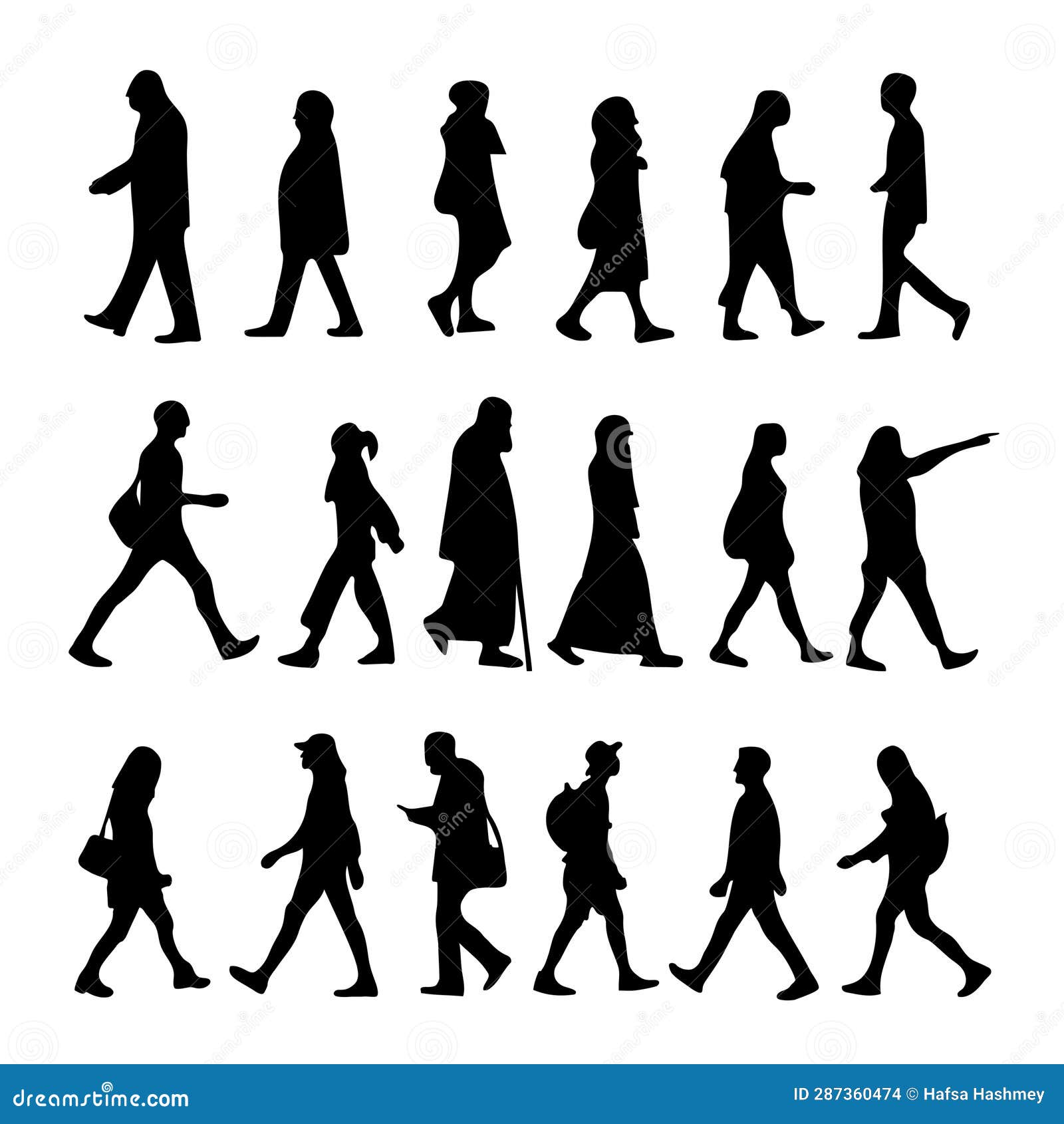 Silhouettes of People Walking, for Architectural Presentations Stock ...