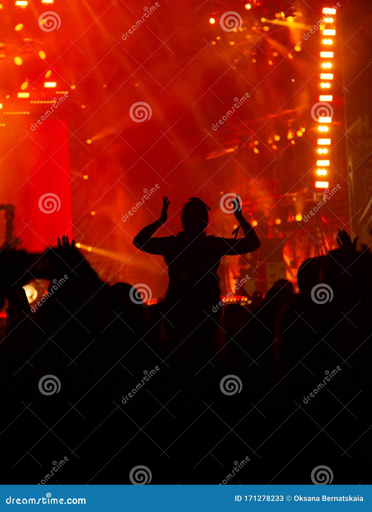 Silhouettes of People at a Concert with a Flash Soffit Stock Image ...