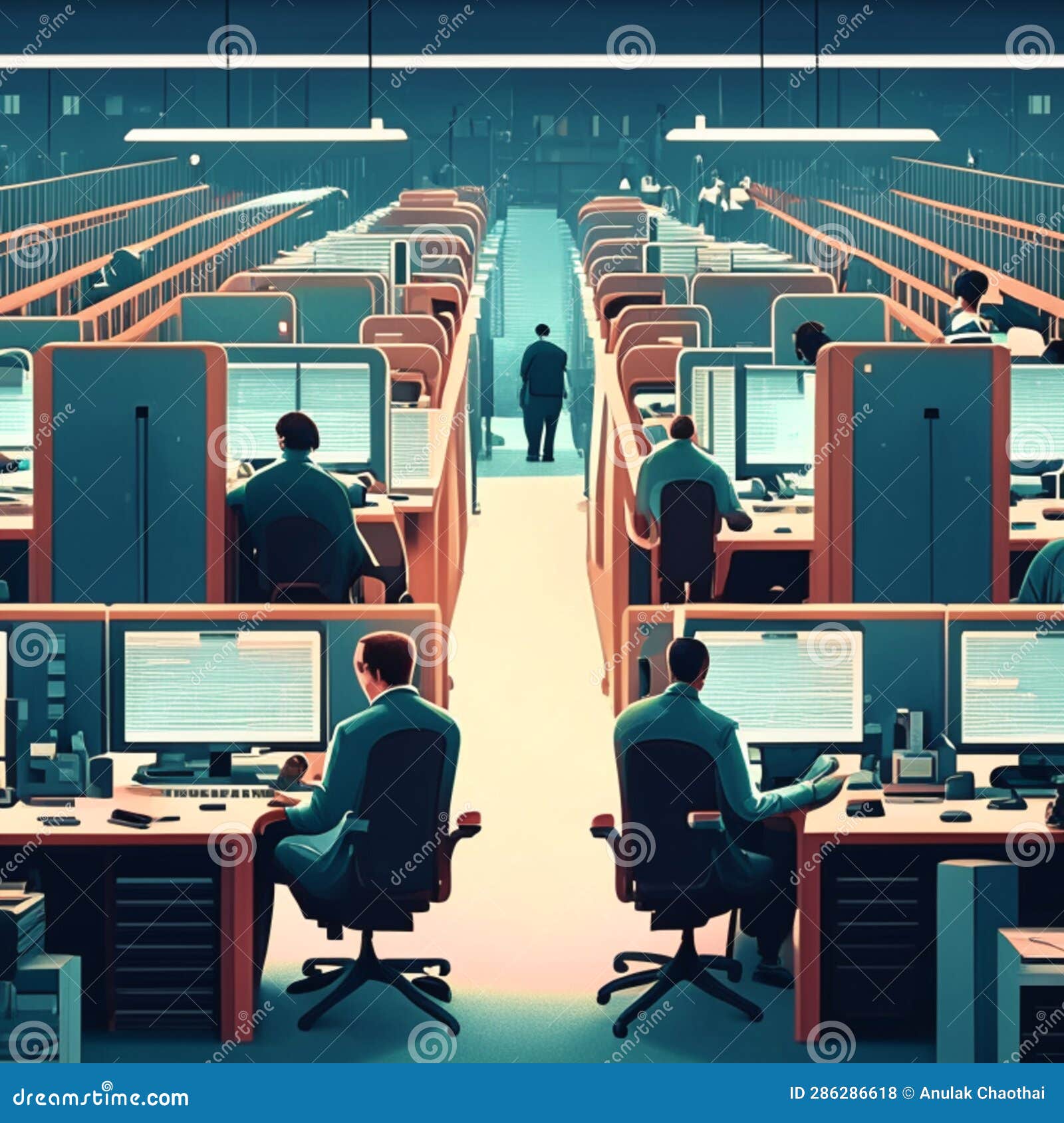 Silhouettes of People in Front of Computers. 3d Rendering Generative AI ...