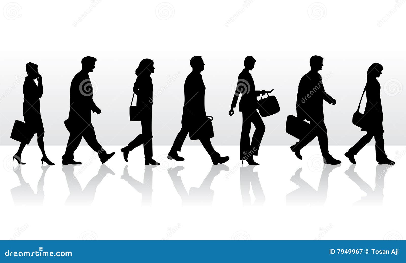 Silhouettes People Go To Work Stock Illustration - Illustration of ...