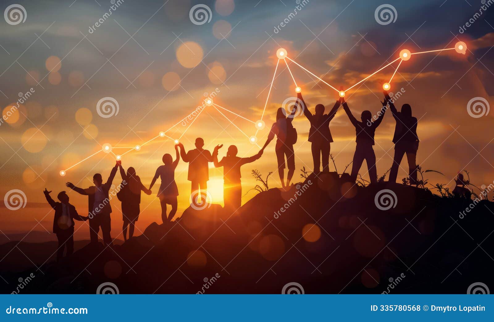 Silhouettes of People Holding Hands at Sunset, Symbolizing Unity ...