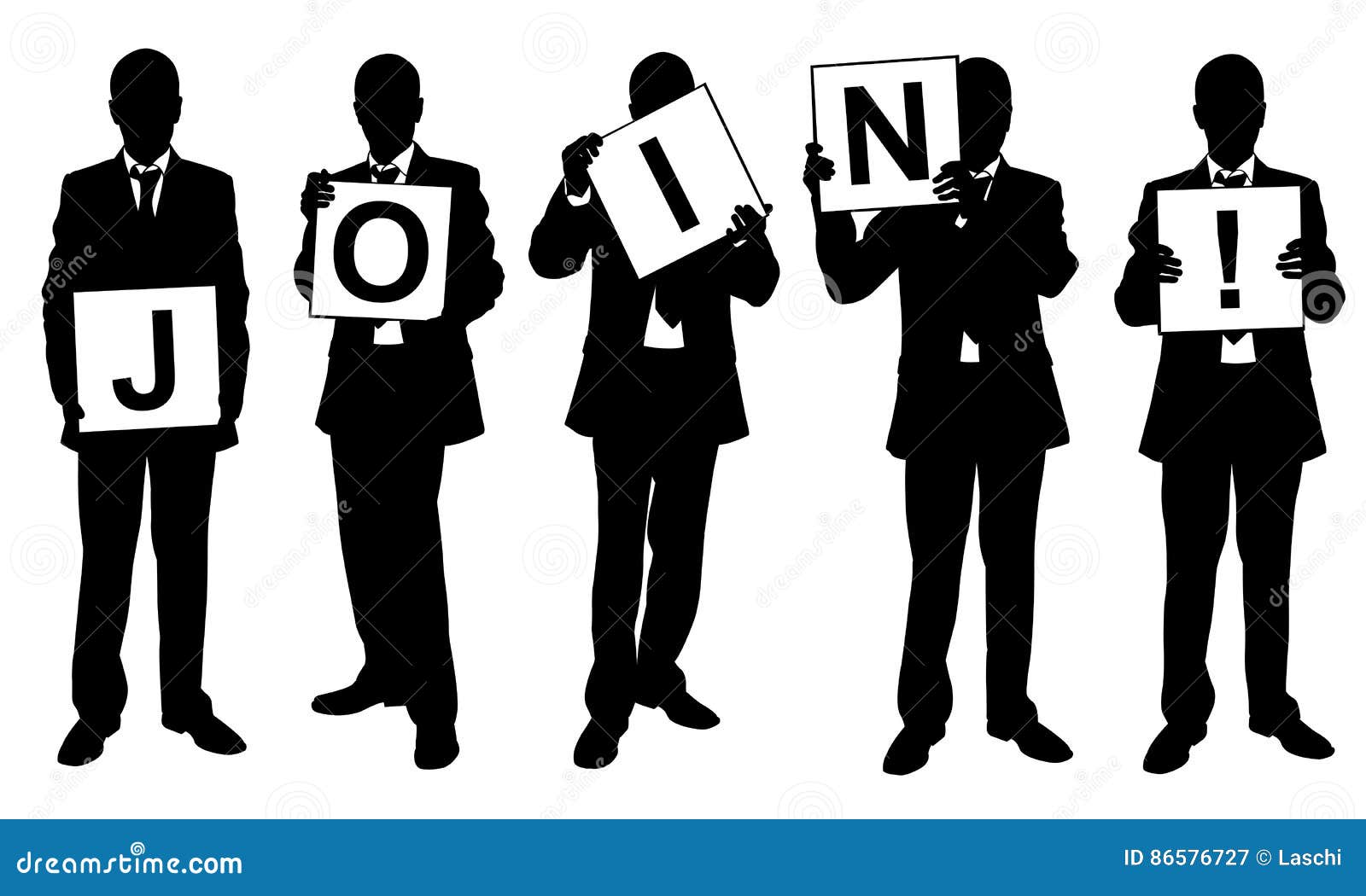 Silhouettes of People Holding `join` Sign Stock Vector - Illustration ...