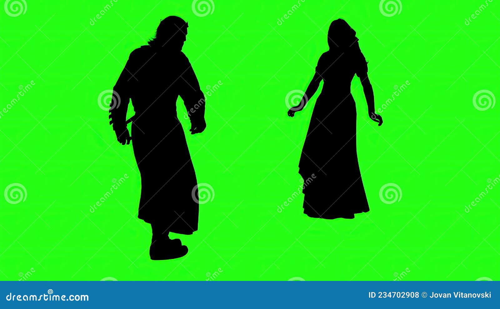 Silhouettes of People Hugging on Green Screen Stock Illustration ...