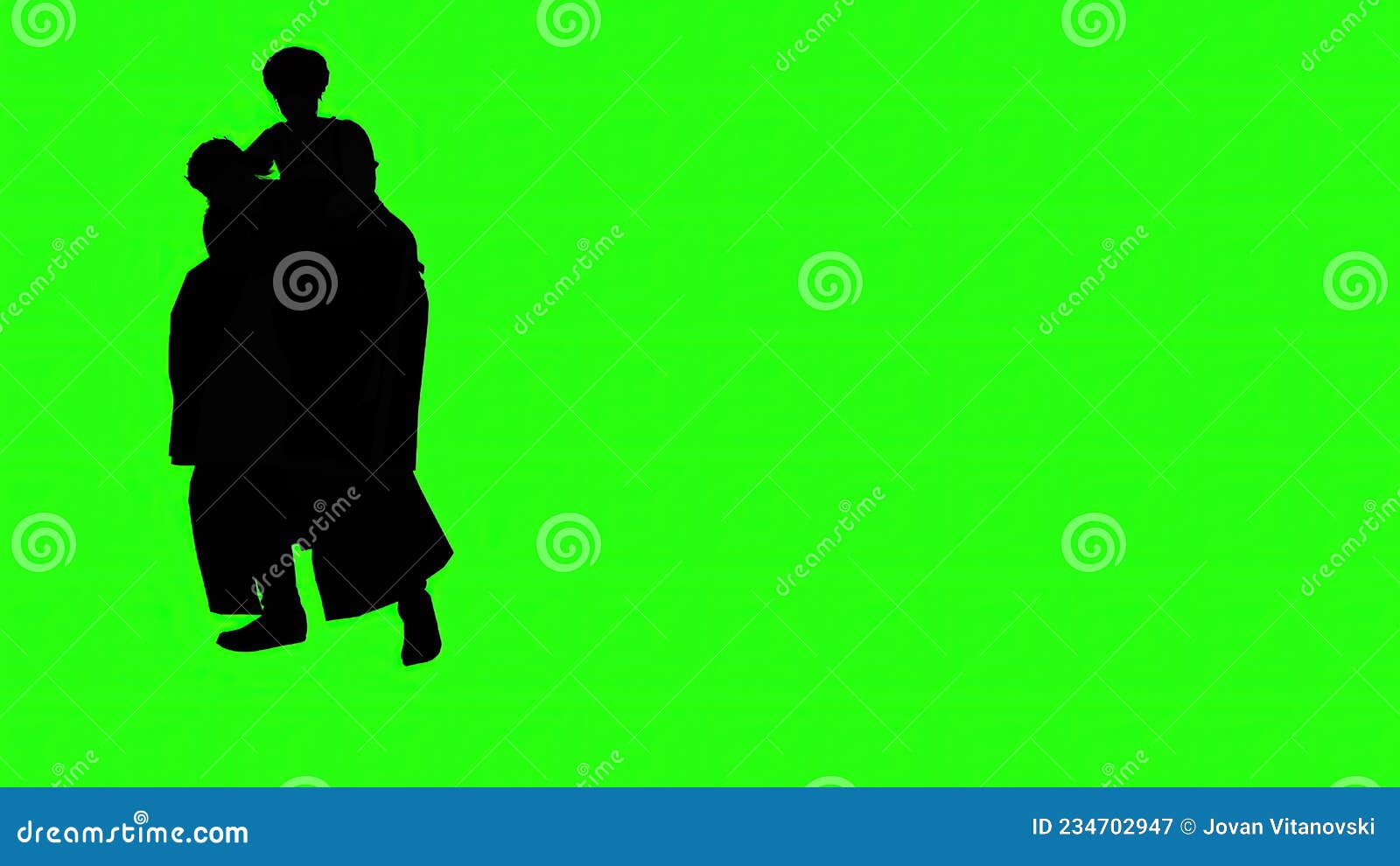 Silhouettes of People Hugging on Green Screen Stock Illustration ...