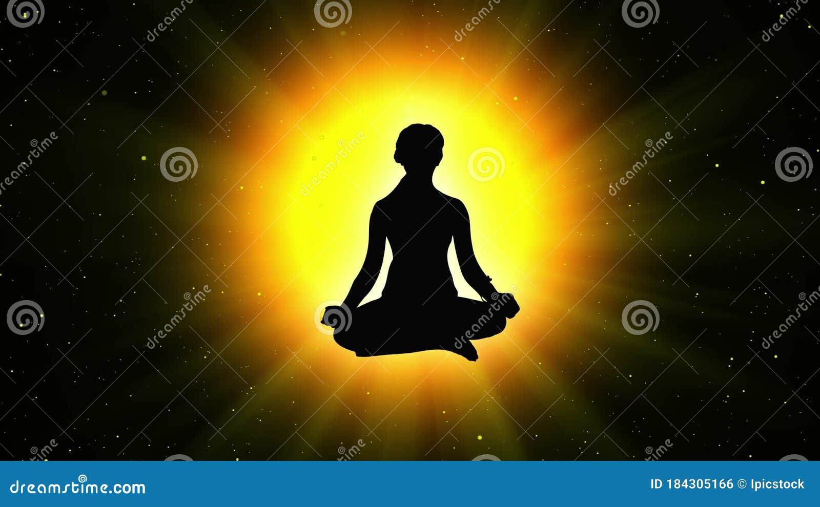 Meditation Animation, Silhouette of Women Meditating with Light Rays ...