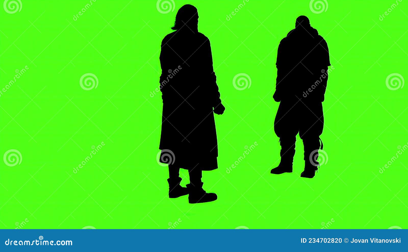 Silhouettes of People Physical Confrontation on Green Screen Stock ...
