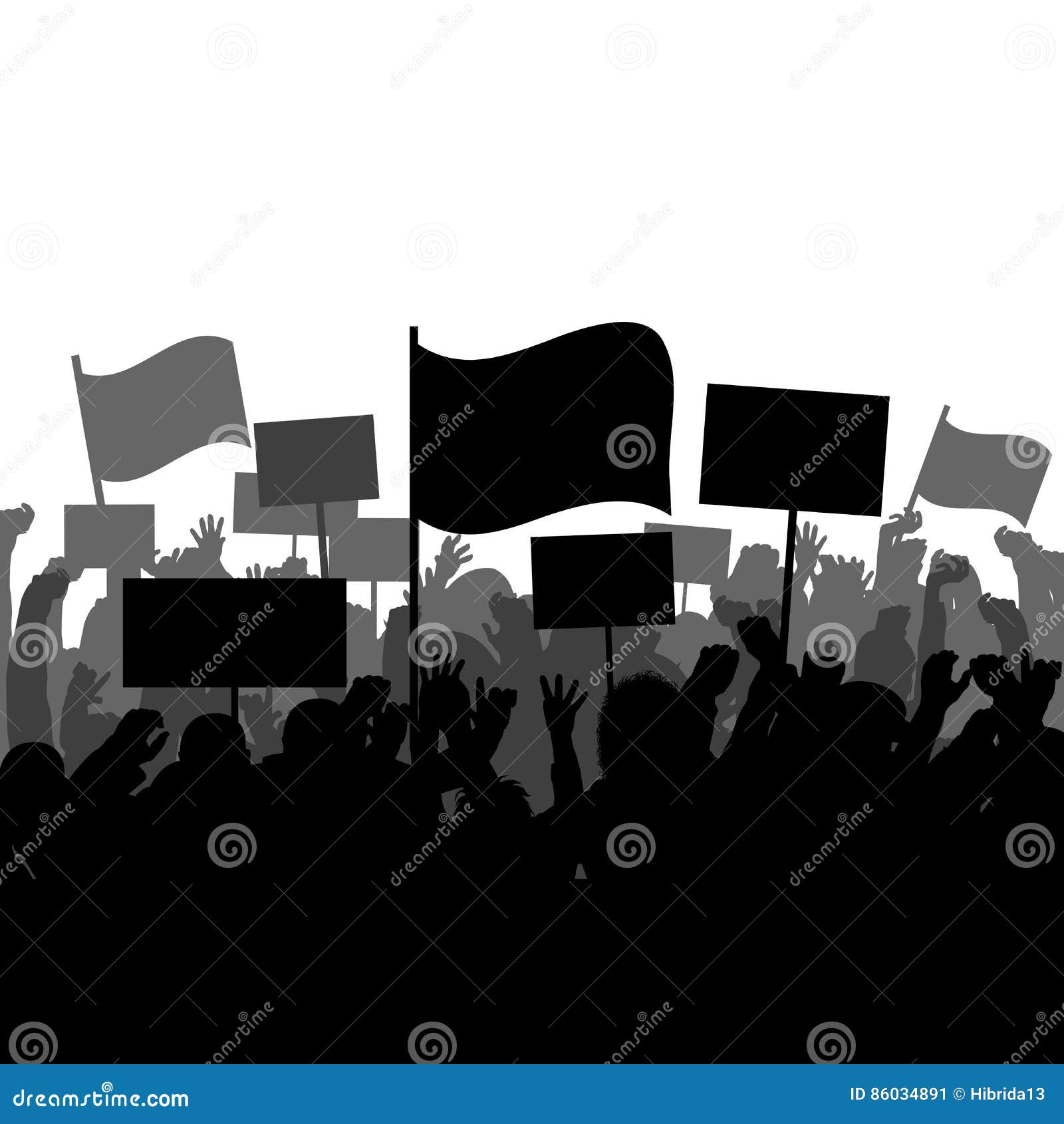 Silhouettes of People Protesting Stock Vector - Illustration of riot ...
