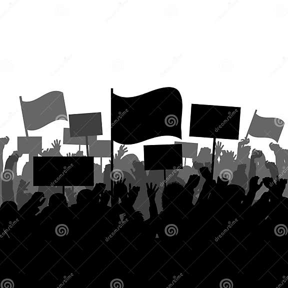 Silhouettes of People Protesting Stock Vector - Illustration of riot ...