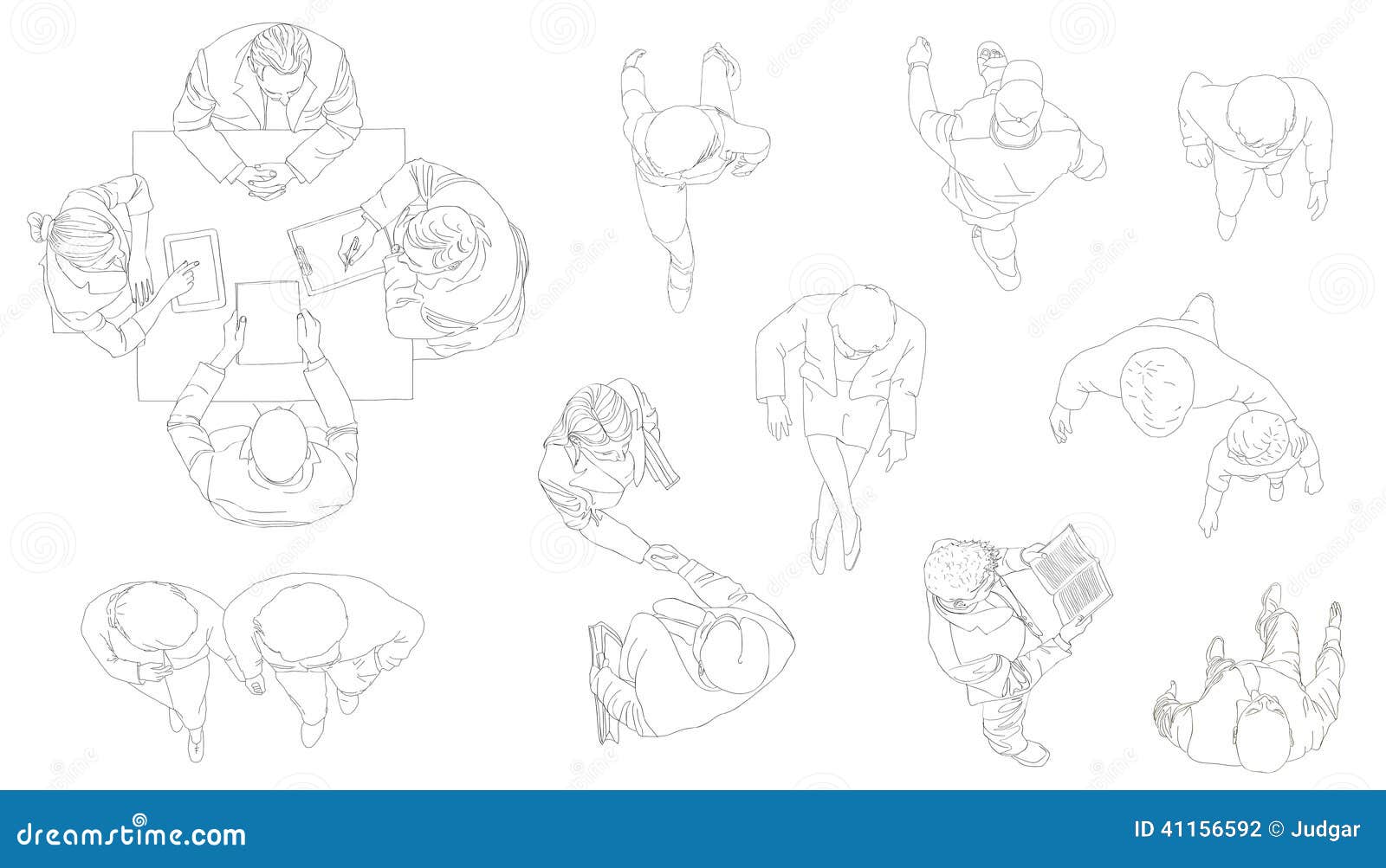 Silhouettes Of People View From Above Stock Vector Illustration Of