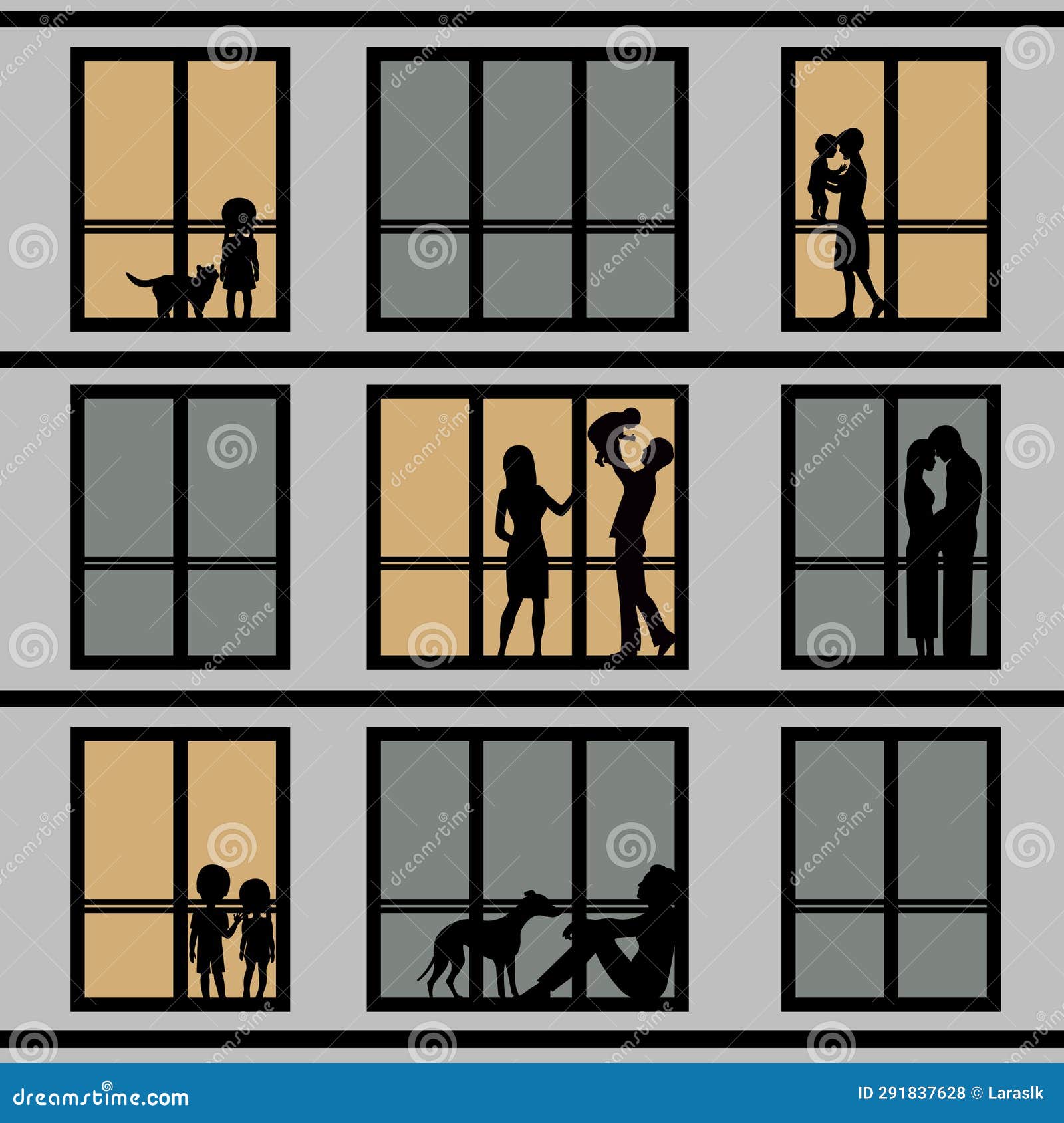 Silhouettes of People in Windows Stock Vector - Illustration of ...