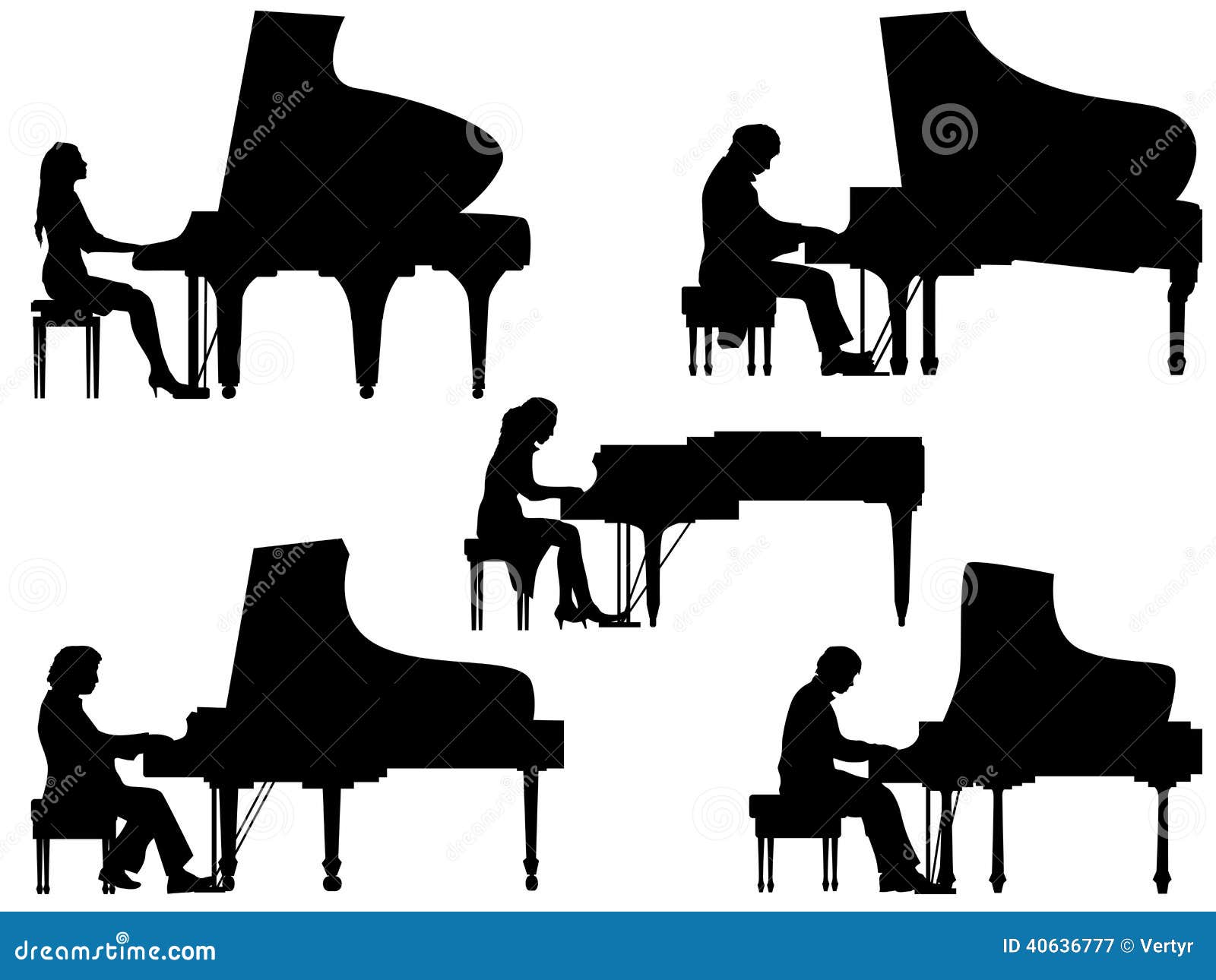 Silhouettes Pianist at the Piano. Stock Vector - Illustration of ...