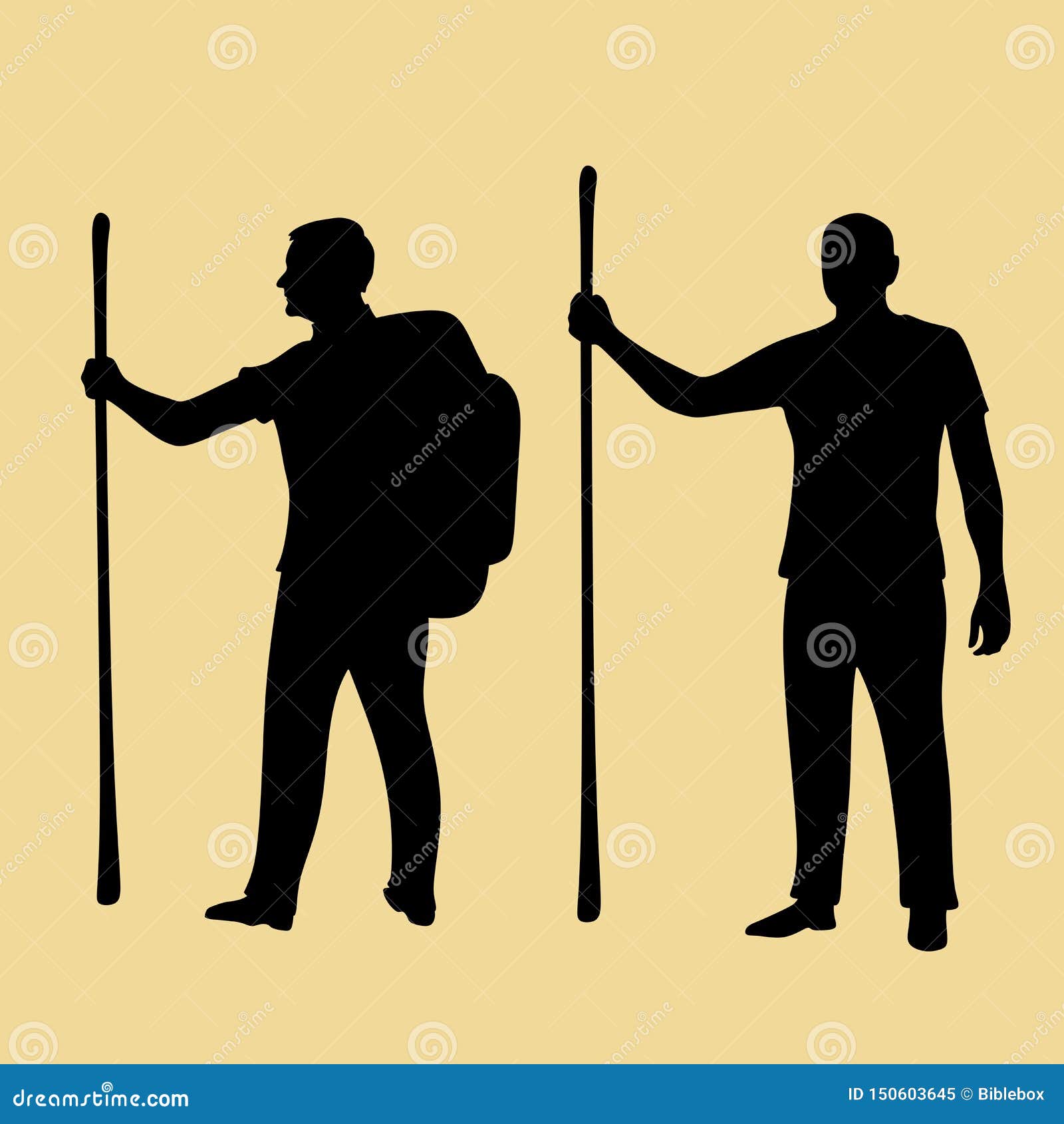 Silhouettes of Pilgrims Following God Stock Vector - Illustration of ...