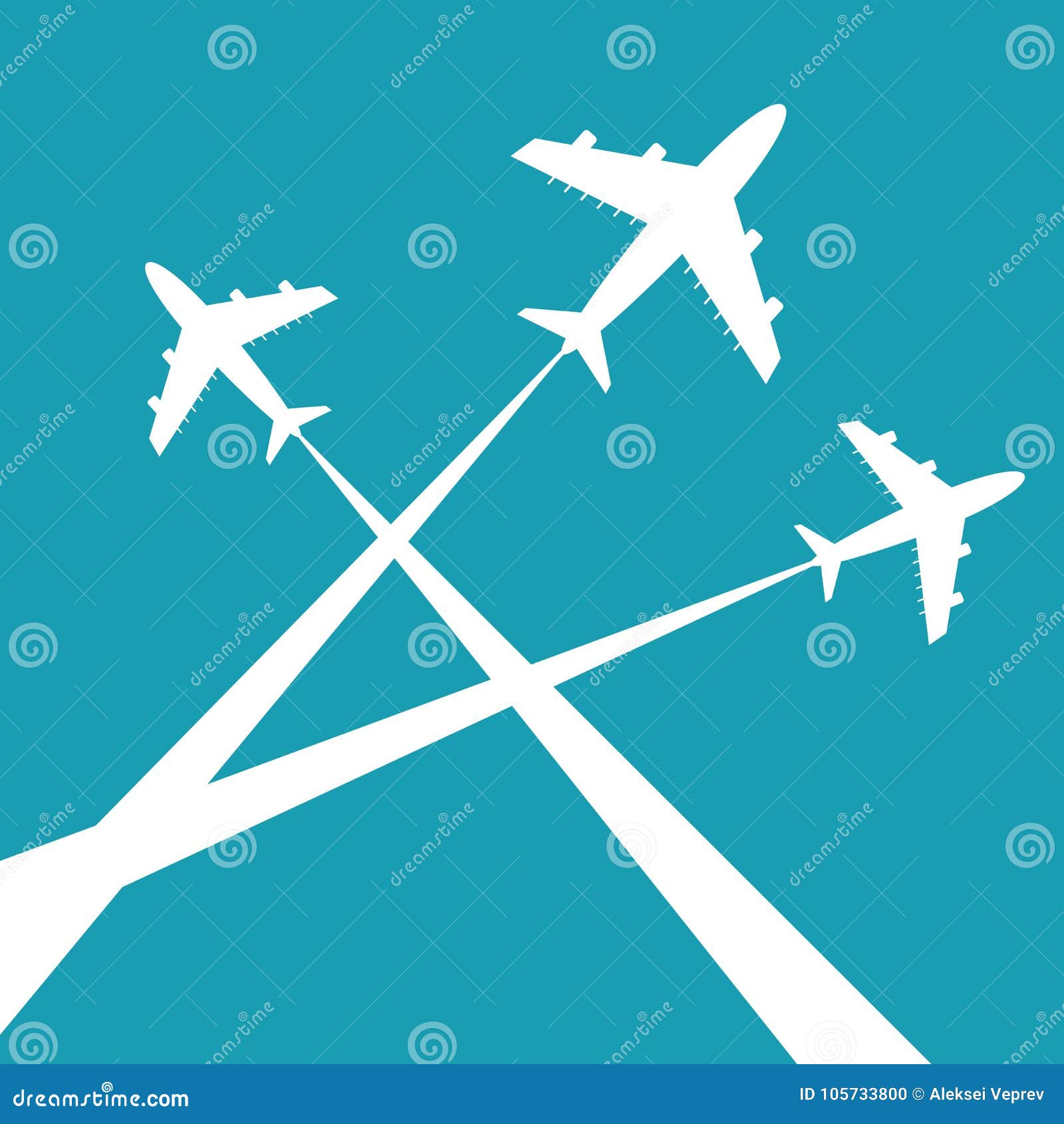 Plane Traces And Routes Isolated On White Background. Pathways Flight ...