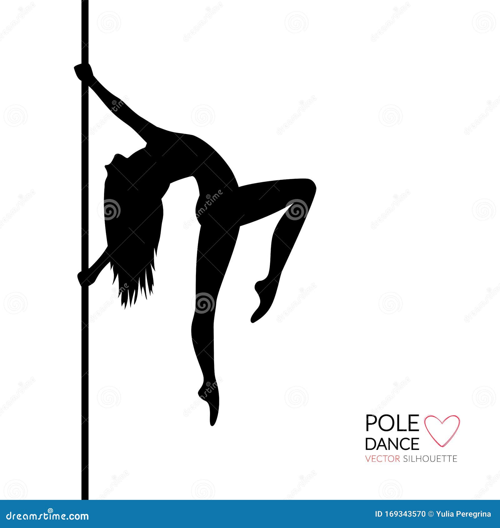 Silhouettes Of A Pole Dance Girl Vector Illustration On White