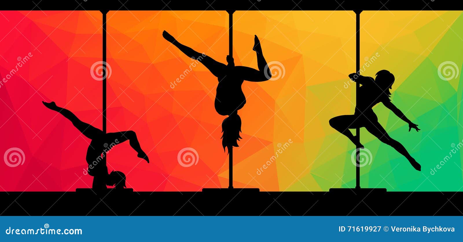 Silhouettes of Pole Dancers on Abstract Background Stock Vector ...