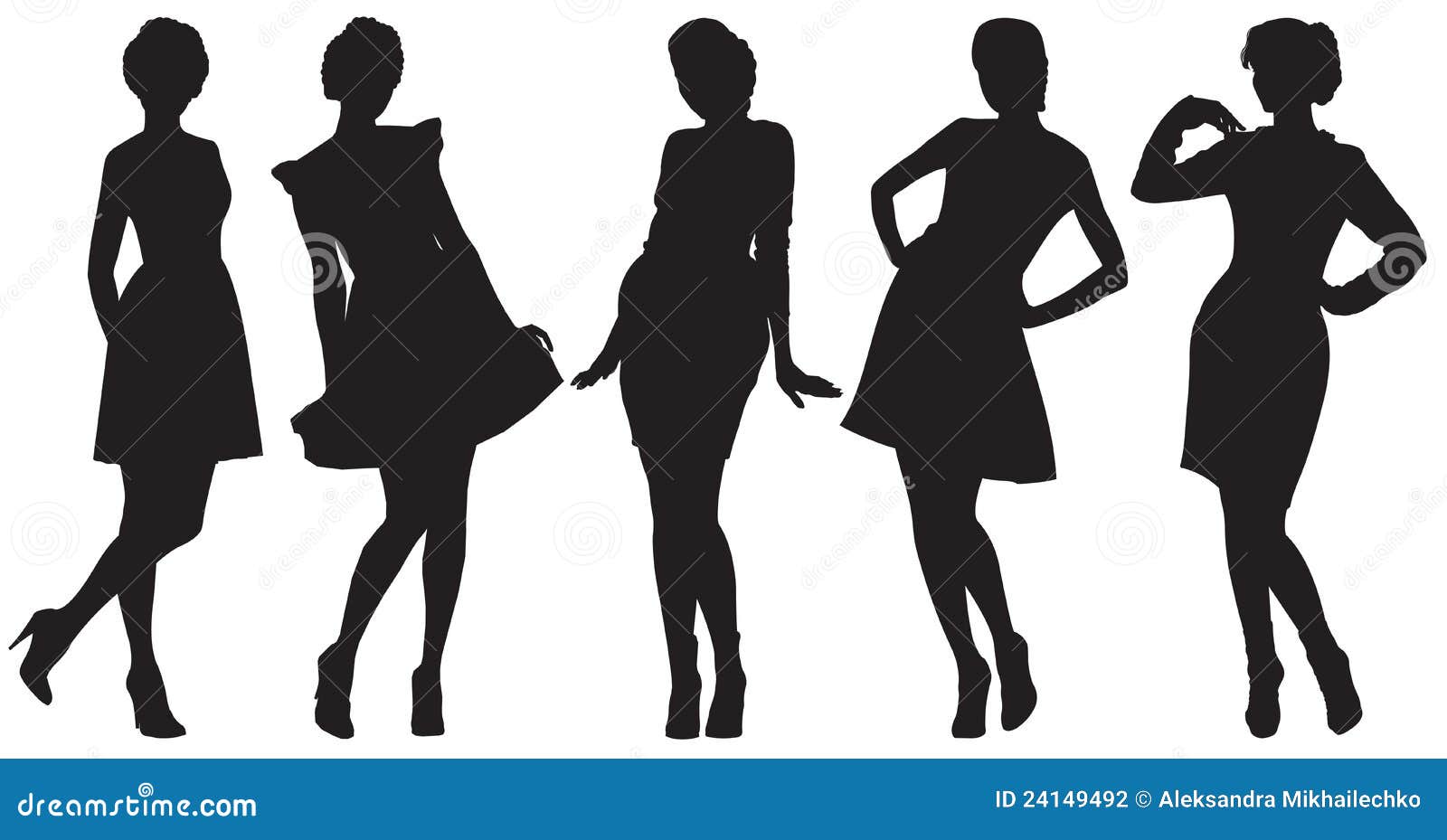 Silhouettes of Pretty Women Stock Vector - Illustration of stage ...
