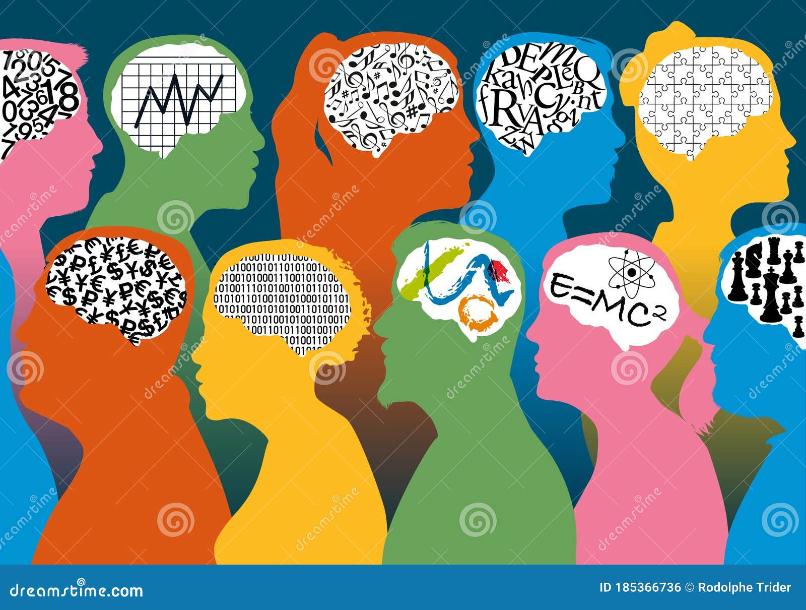 Concept of Diversity of Skills with Silhouettes of Characters with ...