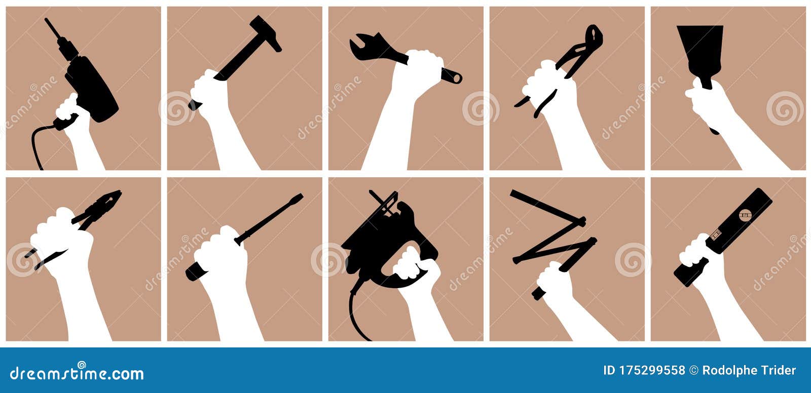 Pictogram Concept For DIY Store Signs With Hands Showing Different ...