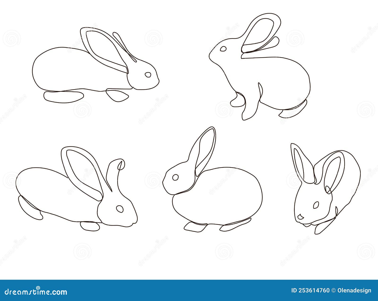 Silhouettes of Rabbits - Set of Vector Design of Animals Stock Vector ...
