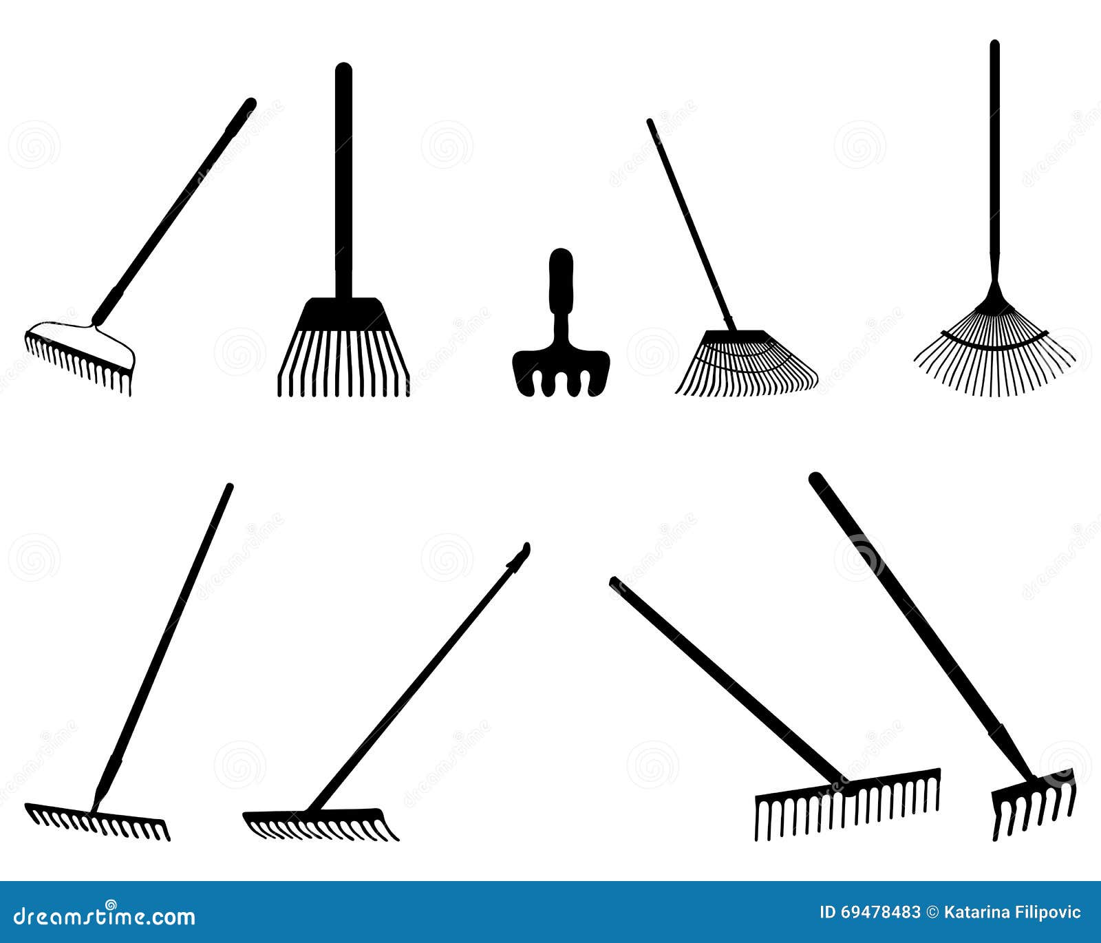 Silhouettes of rake stock illustration. Illustration of rake - 69478483