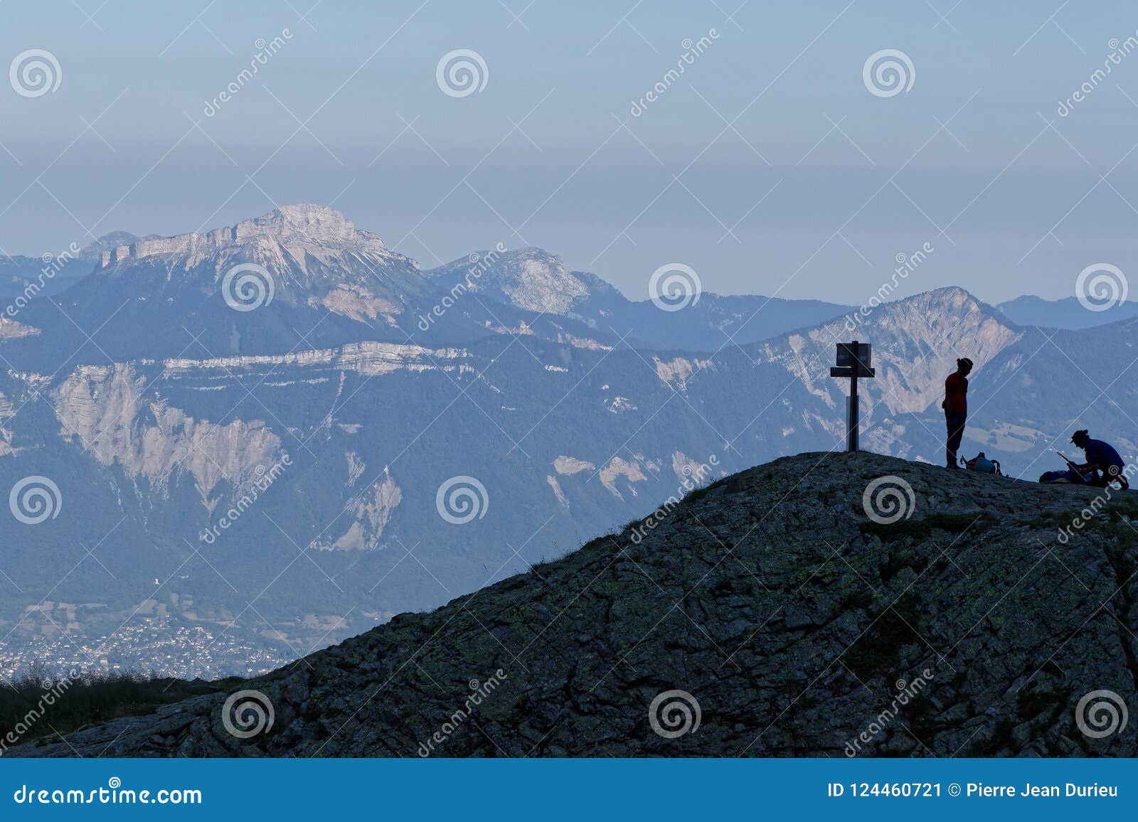 Silhouettes on a Rock and Chartreuse Mountains Editorial Photo - Image ...
