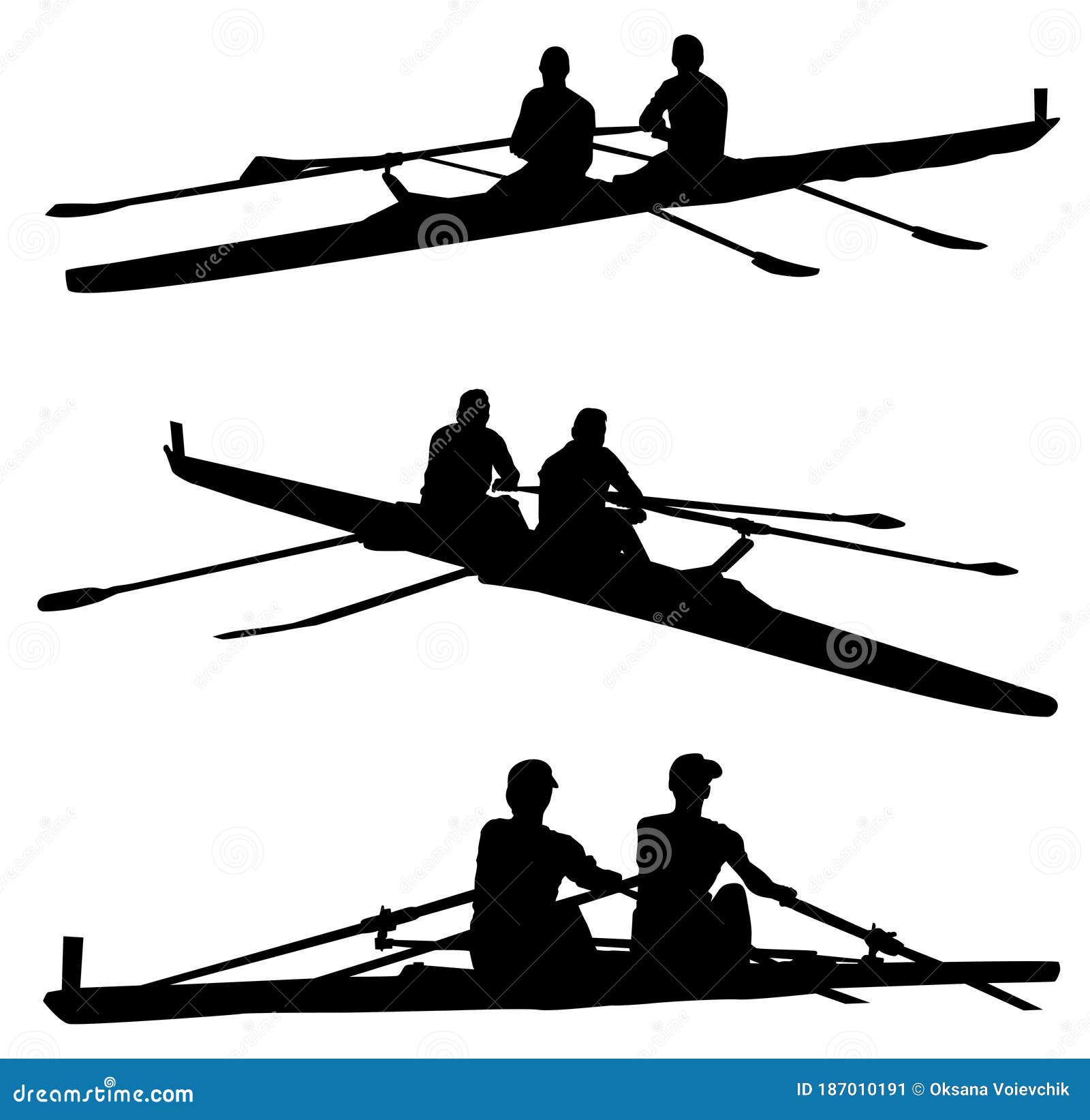 Silhouettes Of Rowing Athletes Vector | CartoonDealer.com #187012471