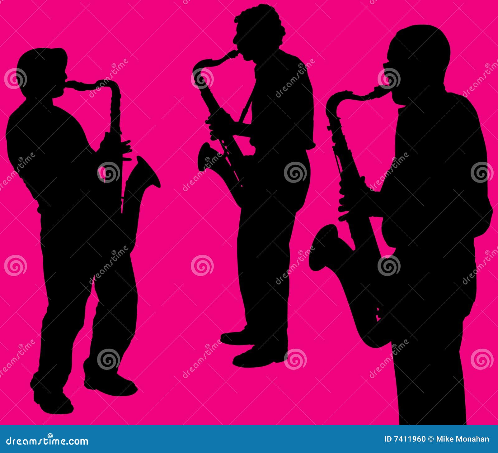 Silhouettes of sax players stock vector. Illustration of males - 7411960
