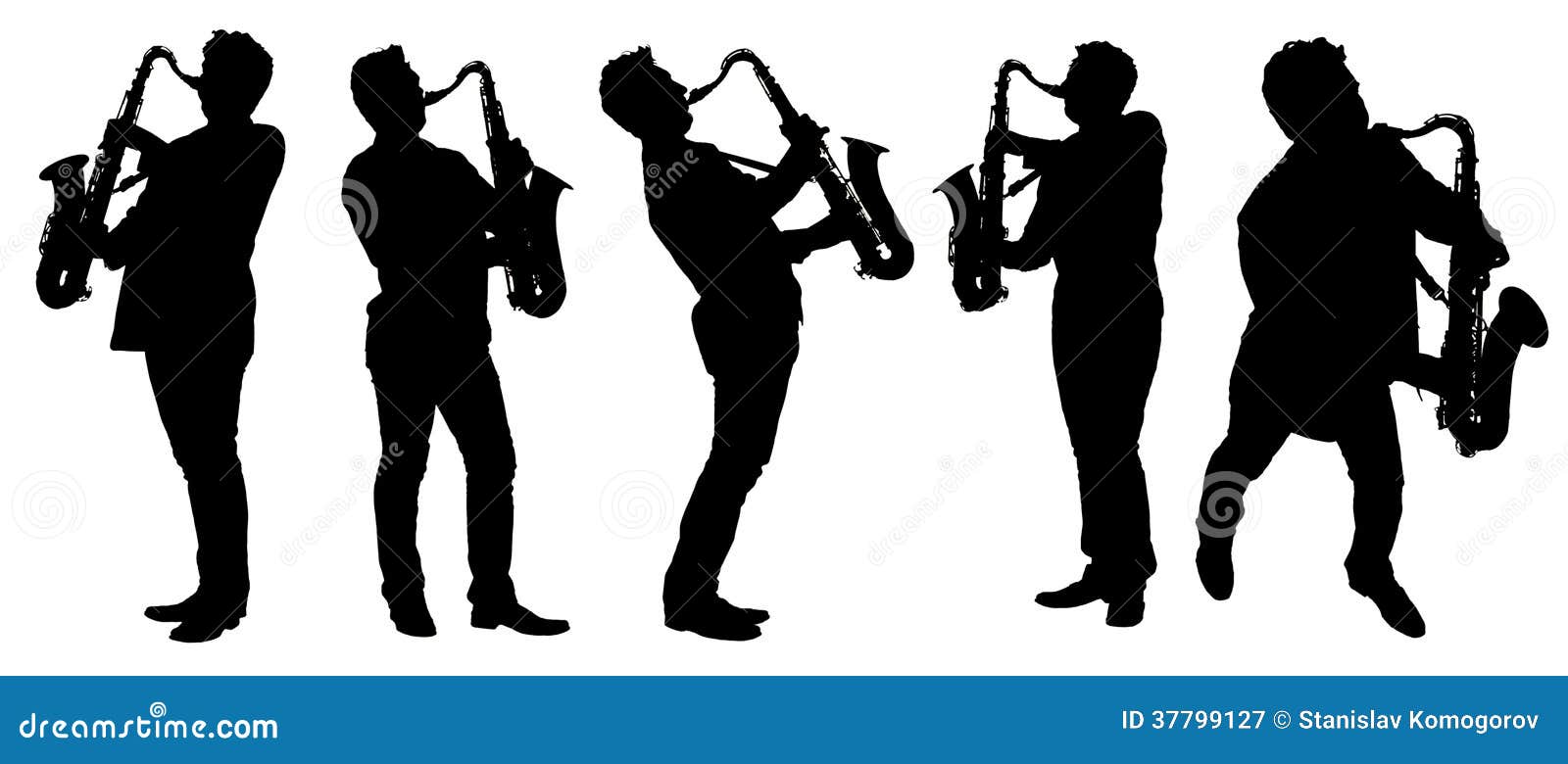 Silhouettes Saxophonist with a Saxophone Stock Illustration ...