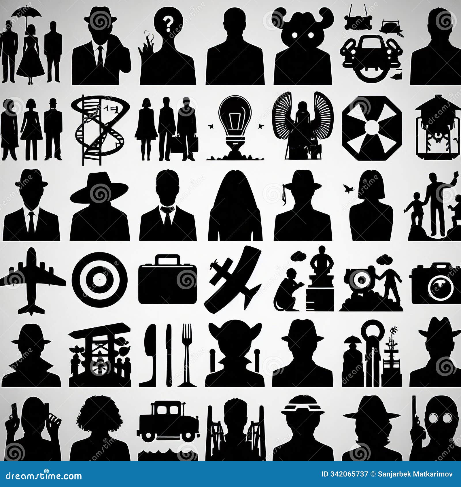Silhouettes a Set of Silhouettes Representing People Objects or Stock ...