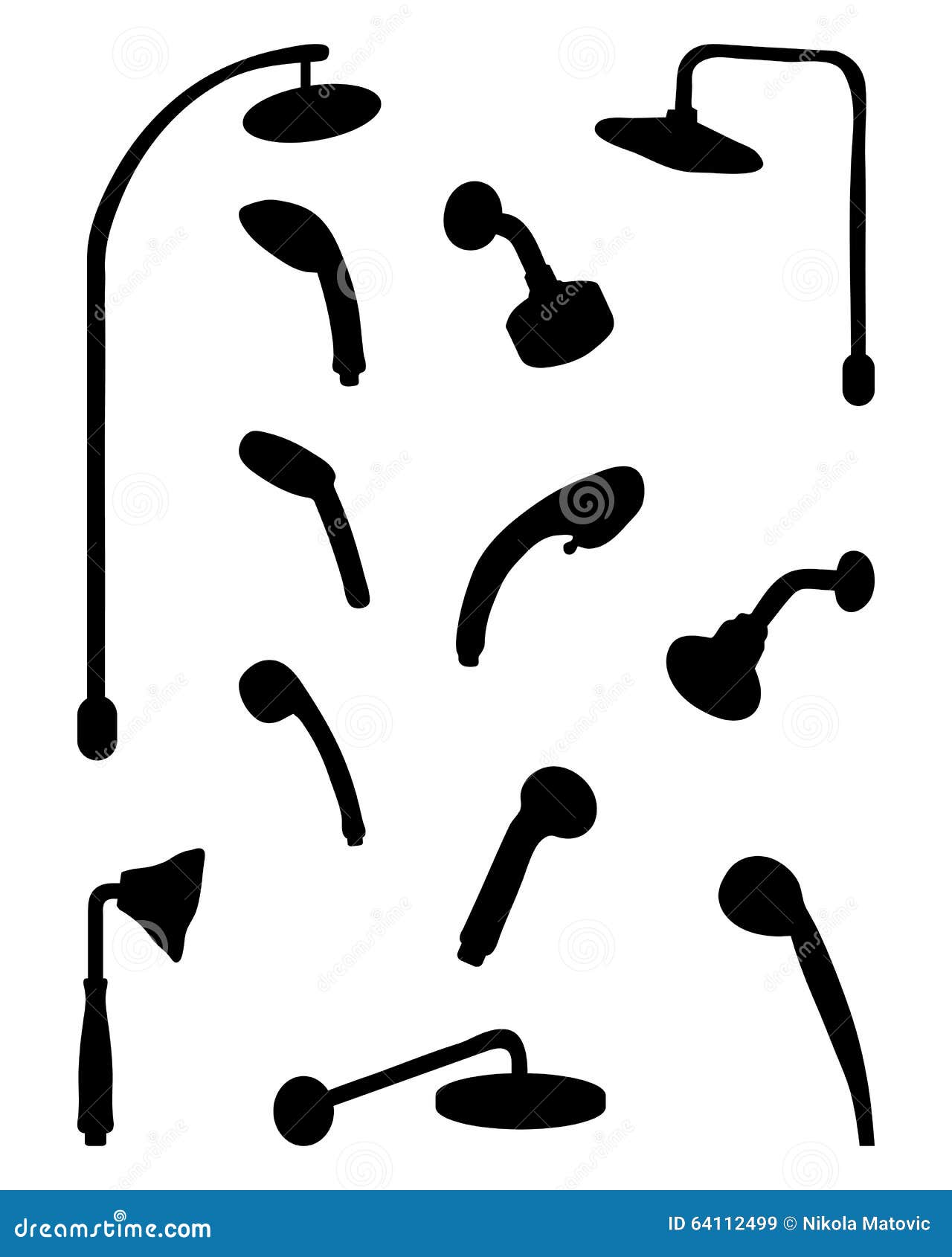 Silhouettes of showers stock illustration. Illustration of hygiene ...