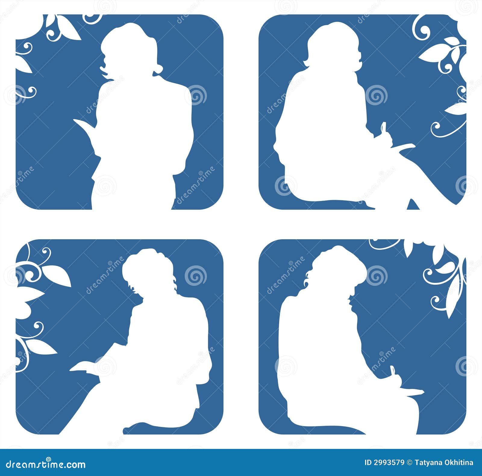 Silhouettes of Sitting Women Stock Vector - Illustration of graceful ...