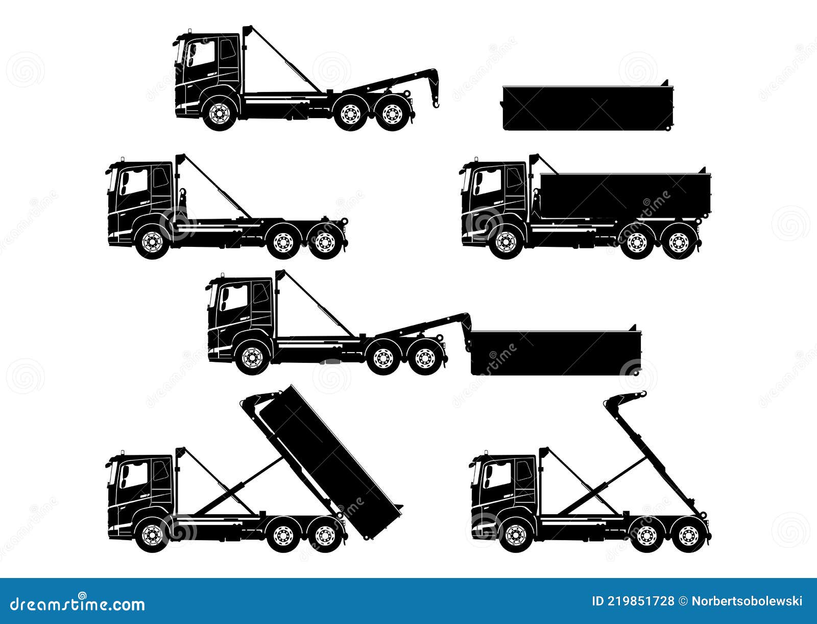 Roll-Off Bin Truck Waving Cartoon Vector Illustration | CartoonDealer ...