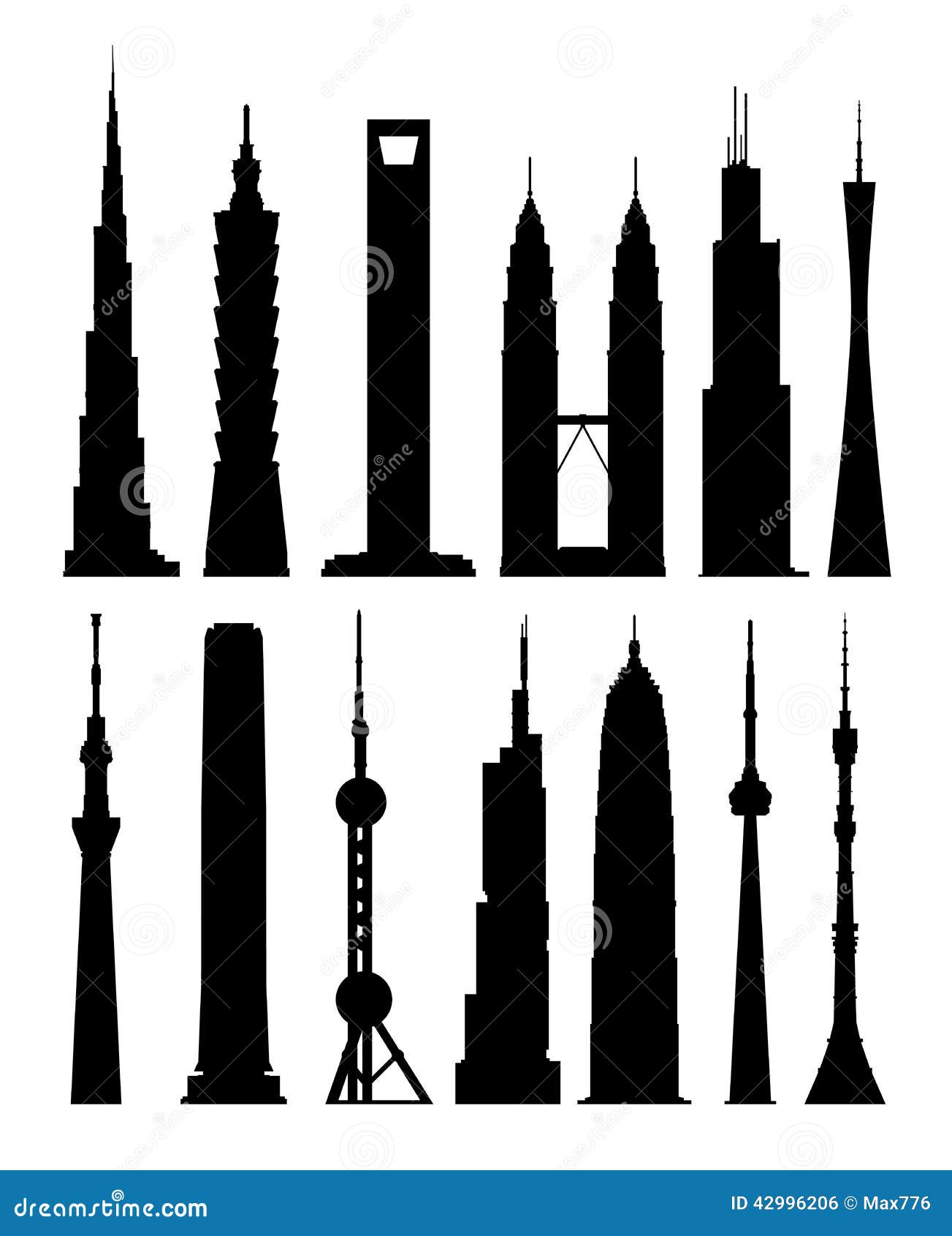 Silhouettes of skyscrapers stock vector. Illustration of architecture ...