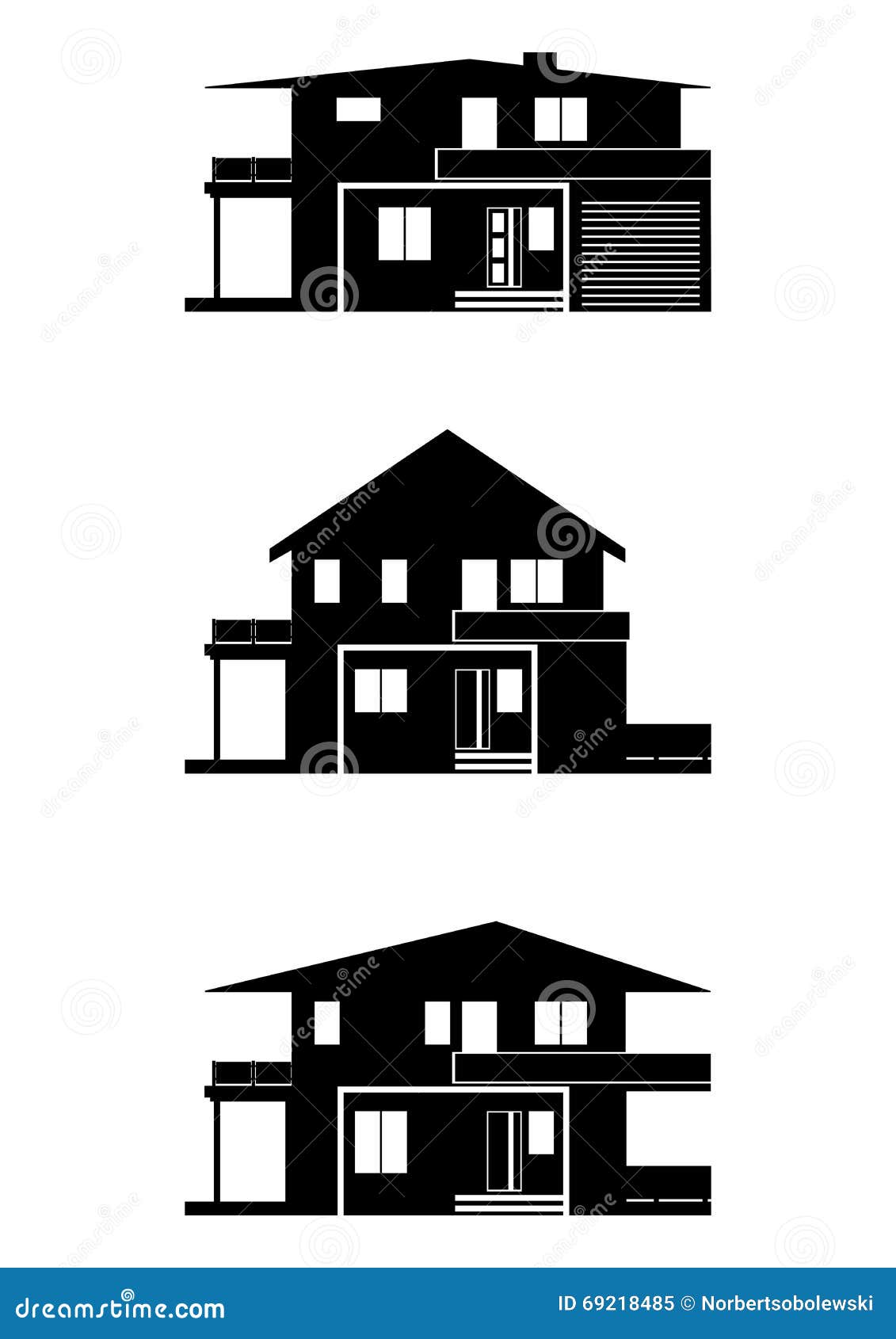 Silhouettes small houses. stock vector. Illustration of household ...