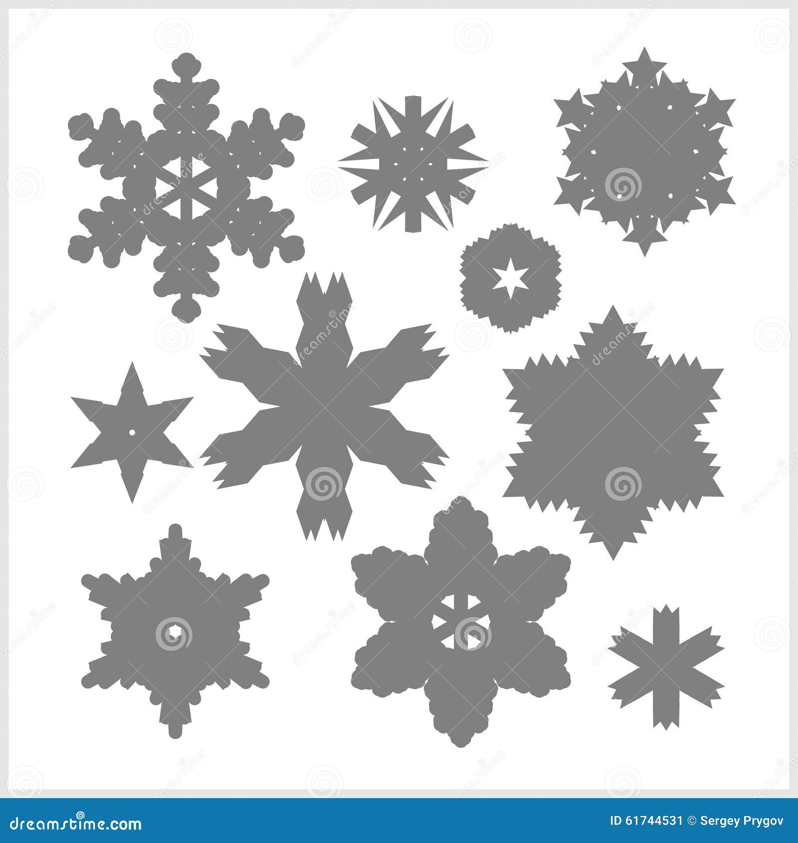 Silhouettes Snowflake set stock vector. Illustration of icon - 61744531