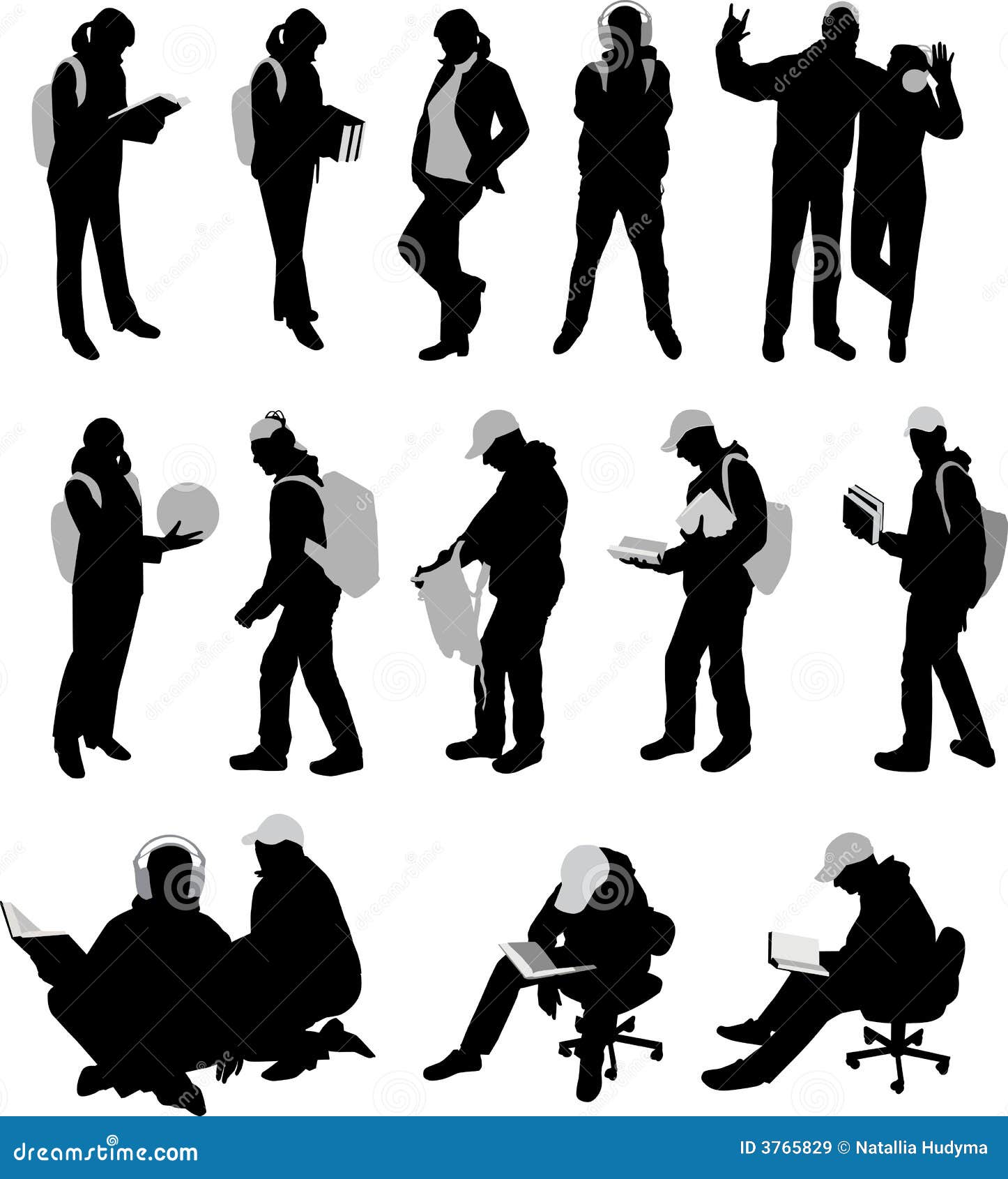 Silhouettes of students stock vector. Illustration of girls - 3765829