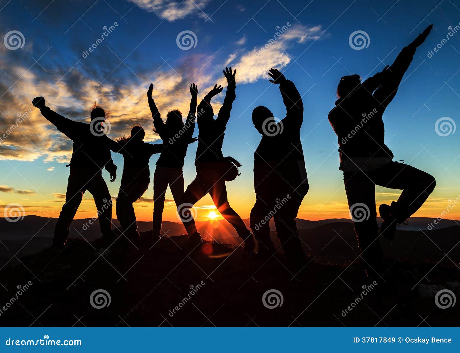 Silhouettes on the sunset stock image. Image of freedom - 37817849