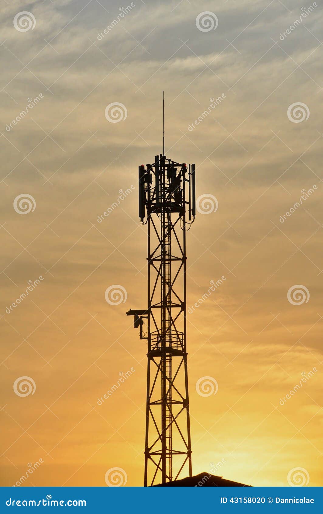 Silhouettes Telecommunication Tower And Electric Poles . Stock ...