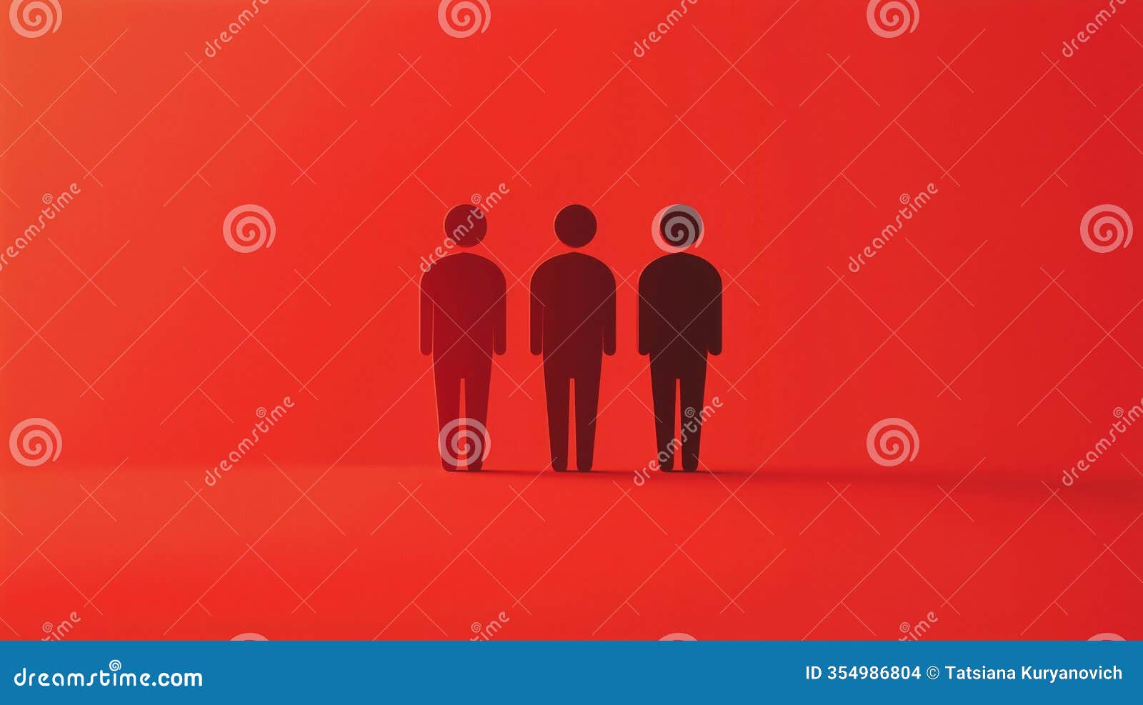 Silhouettes of Three Figures on Red Background Stock Photo - Image of ...