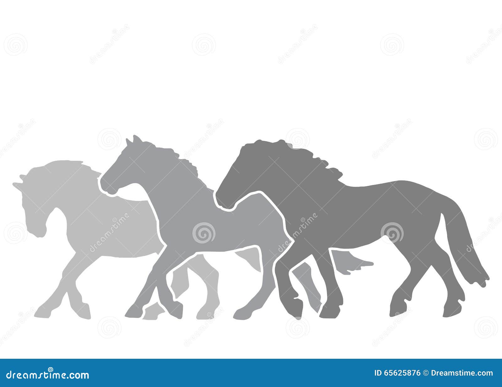 Silhouettes of Three Horses on the Run Stock Vector - Illustration of ...