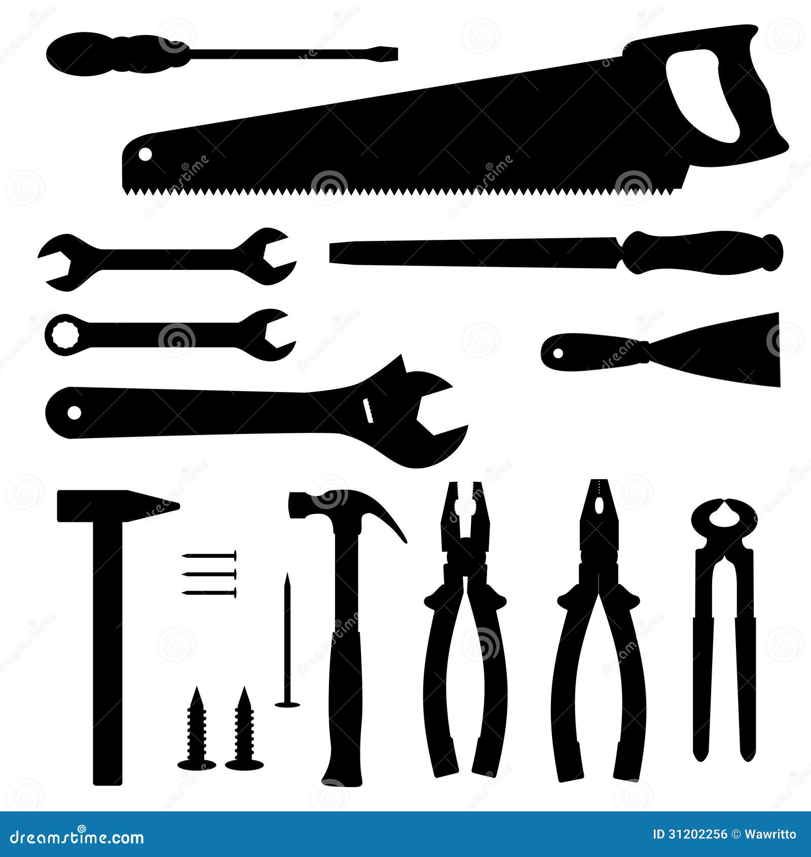 Silhouettes of tools stock vector. Illustration of shape - 31202256