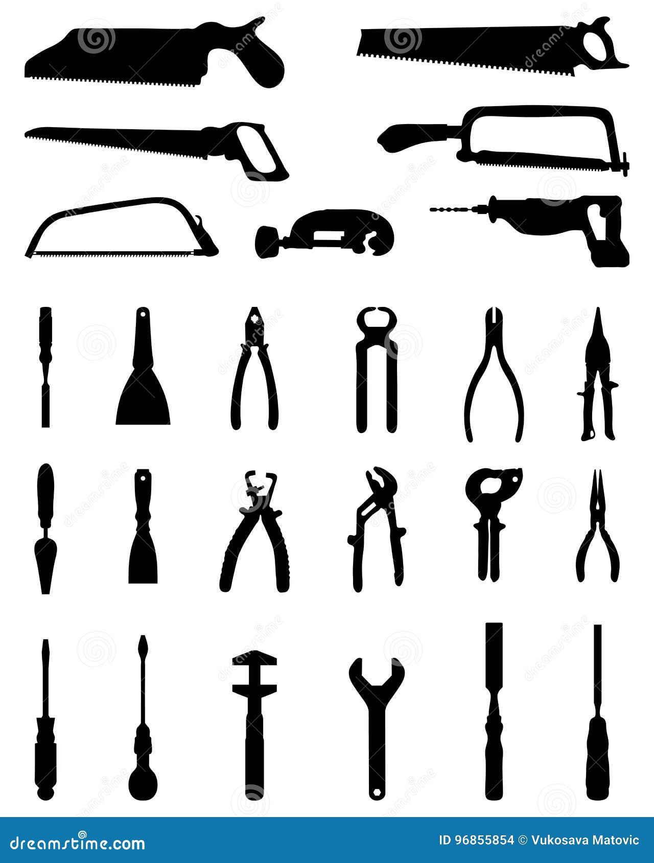 Silhouettes of tools stock illustration. Illustration of instrument ...