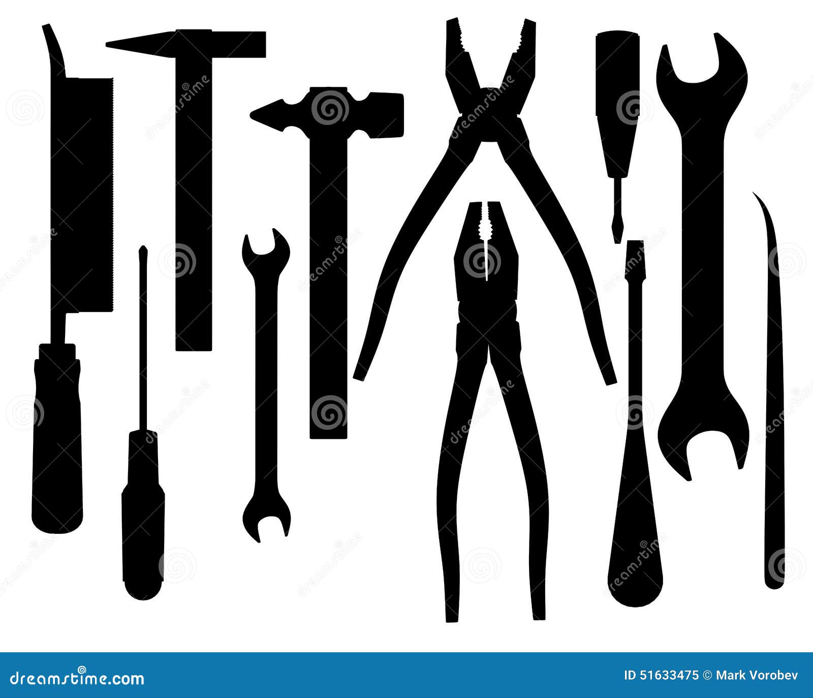 Silhouettes of tools stock illustration. Illustration of black - 51633475