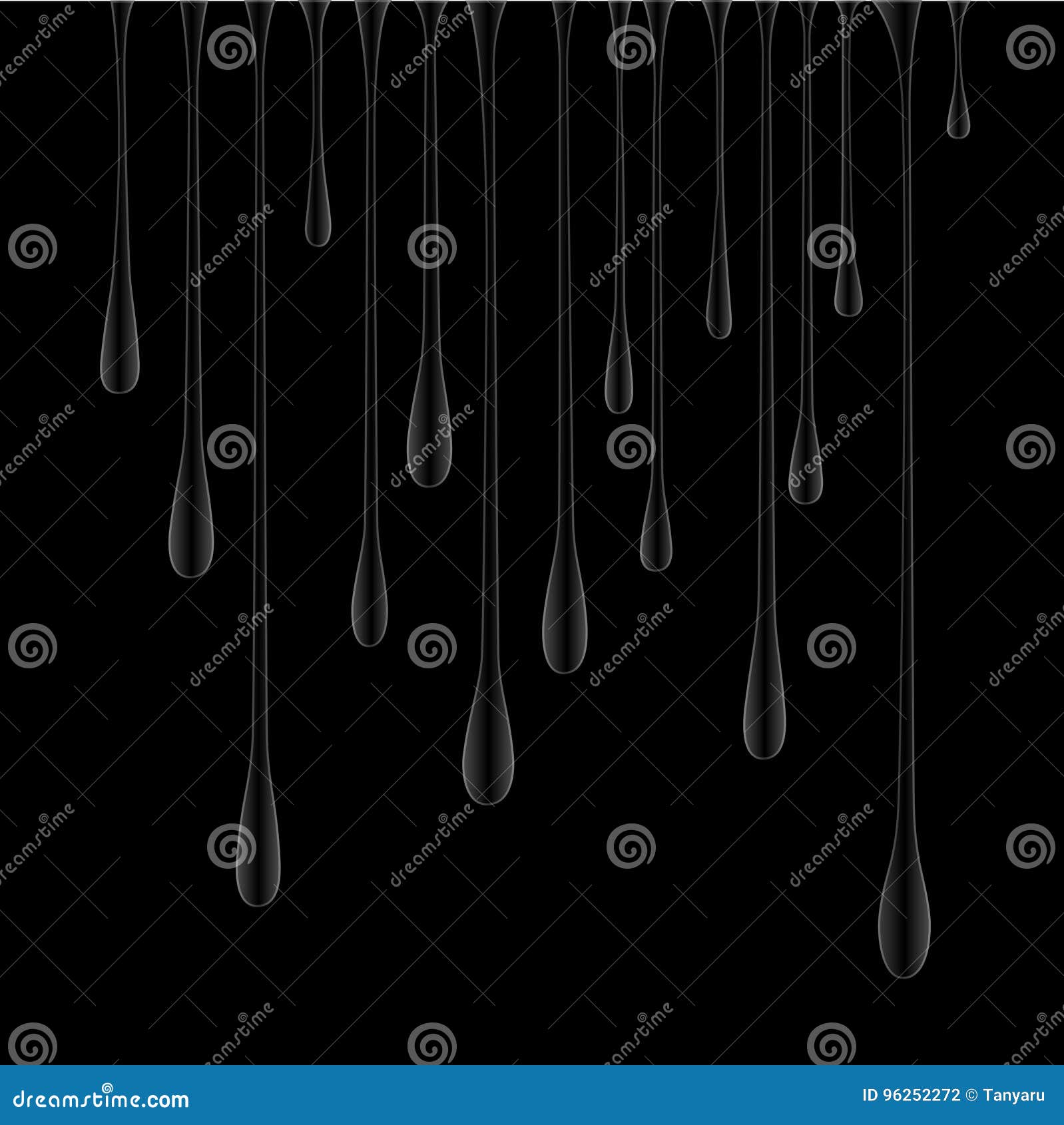 Silhouettes of Transparent Drops Drip Down the Black Surface, Pattern ...