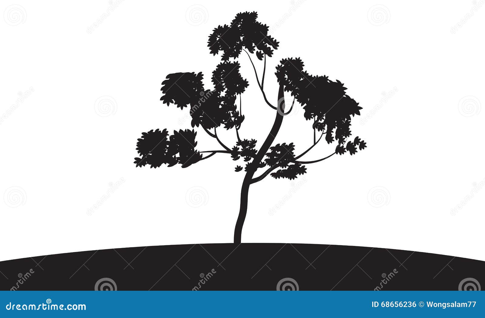 Silhouettes of trees grow stock vector. Illustration of grass - 68656236