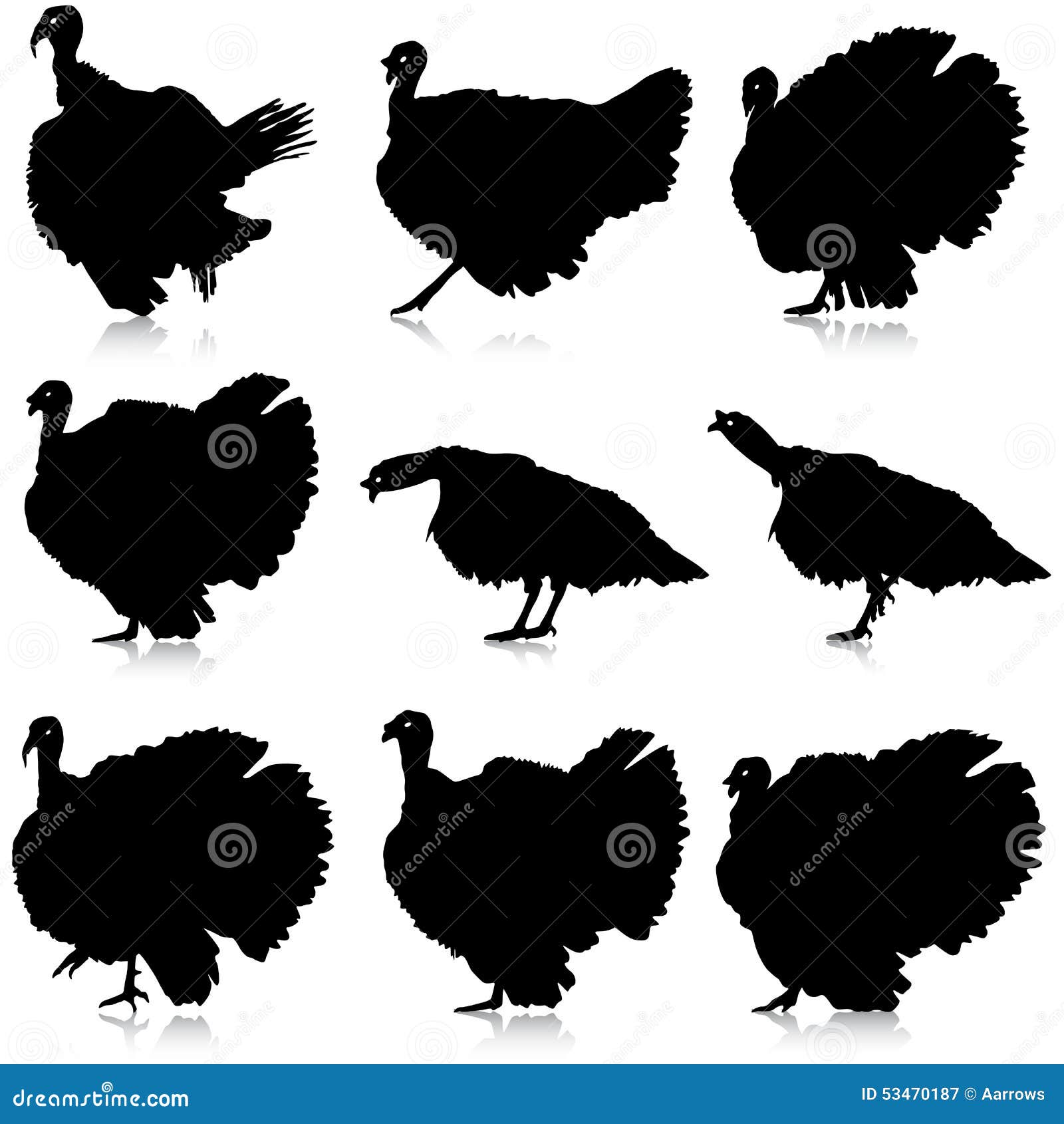 Silhouettes of Turkeys. Vector Illustration Stock Vector - Illustration ...