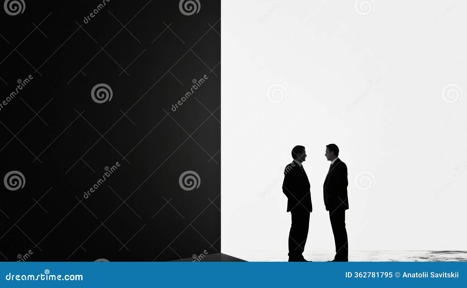 Silhouettes of Two Executives Engaged in a Conversation in a Minimalist ...